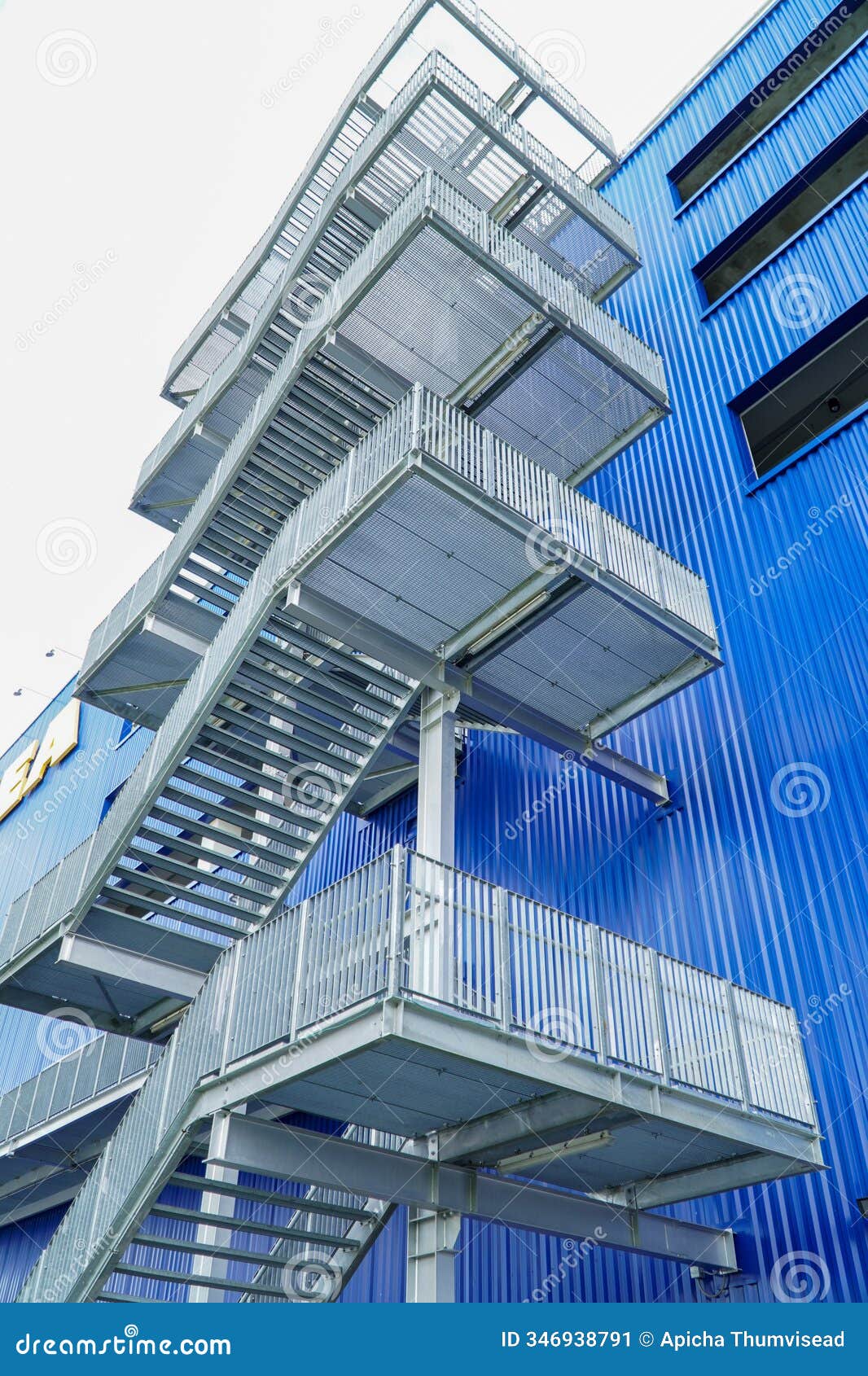 Steel Staircase Structure Outside the Building, Fire Escape Stair Steel ...