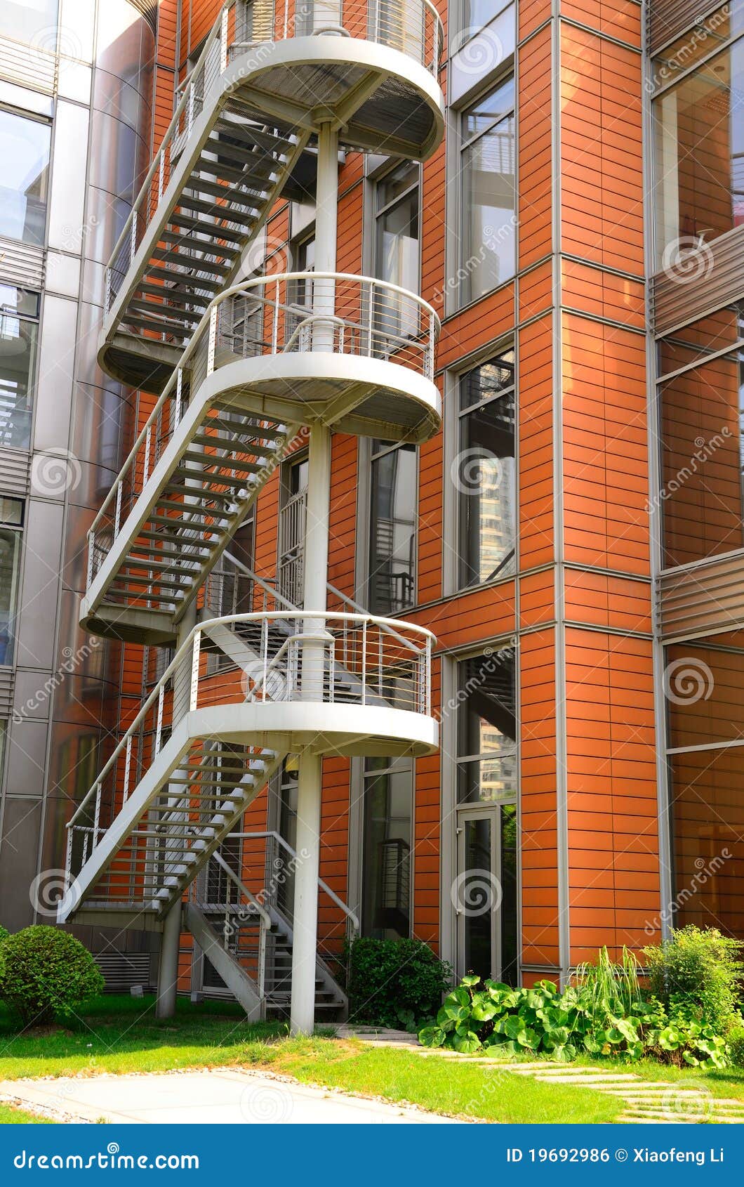 Steel Staircases and Red Walls Stock Photo - Image of properties, metal ...