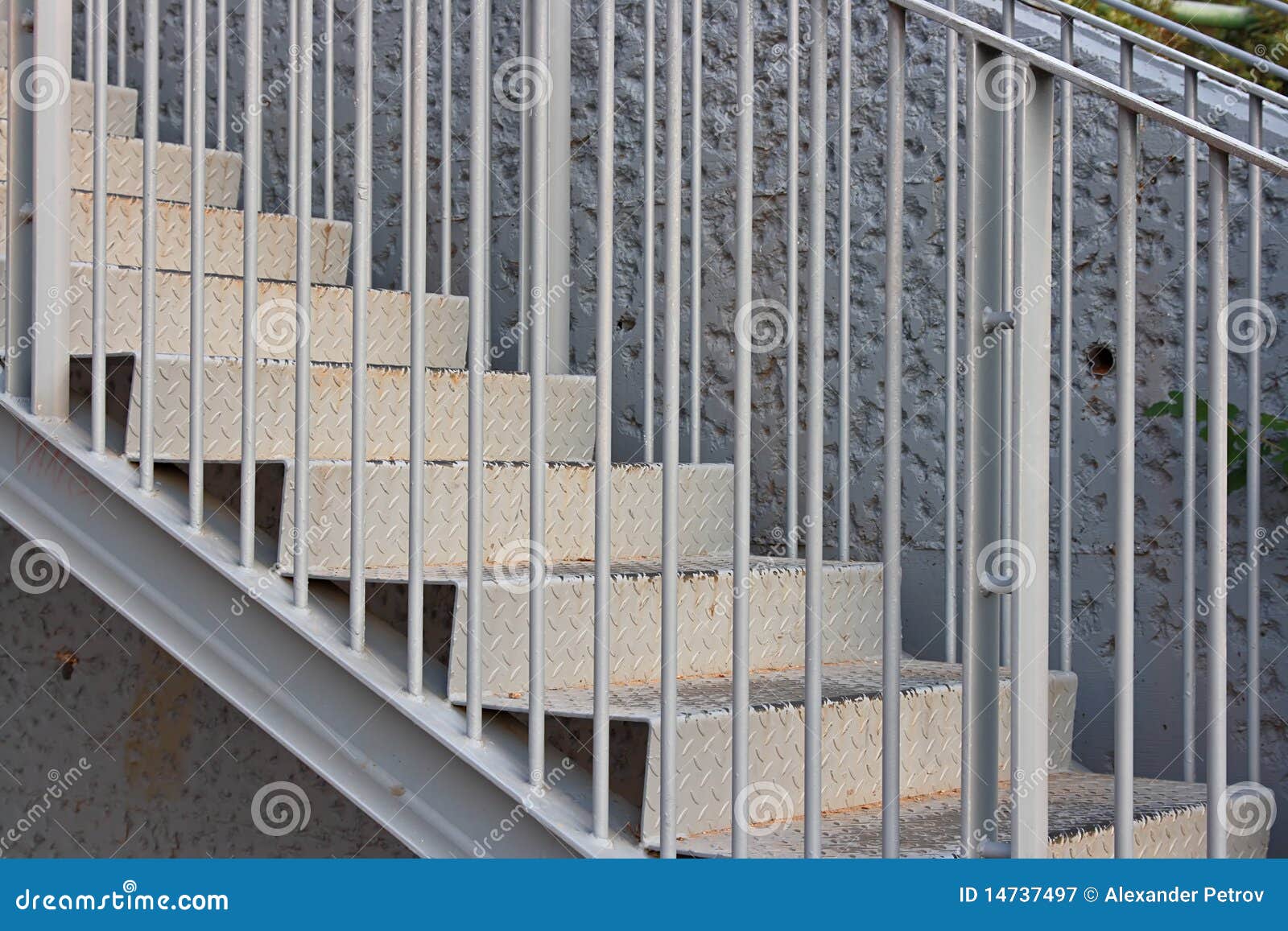 Steel Stairs With A Background Of Old Red Brick Wall Texture Royalty ...