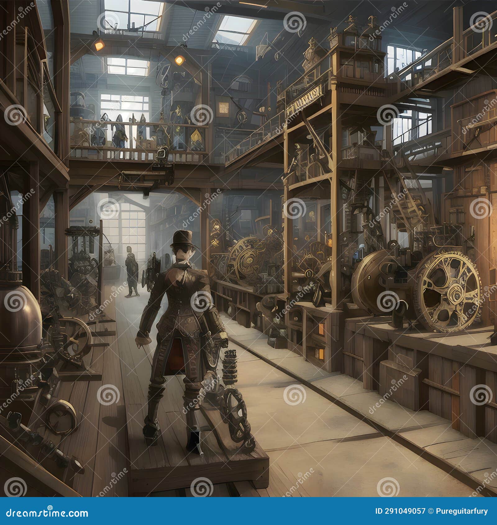 Steel Steampunk Factory stock illustration. Illustration of workshop ...