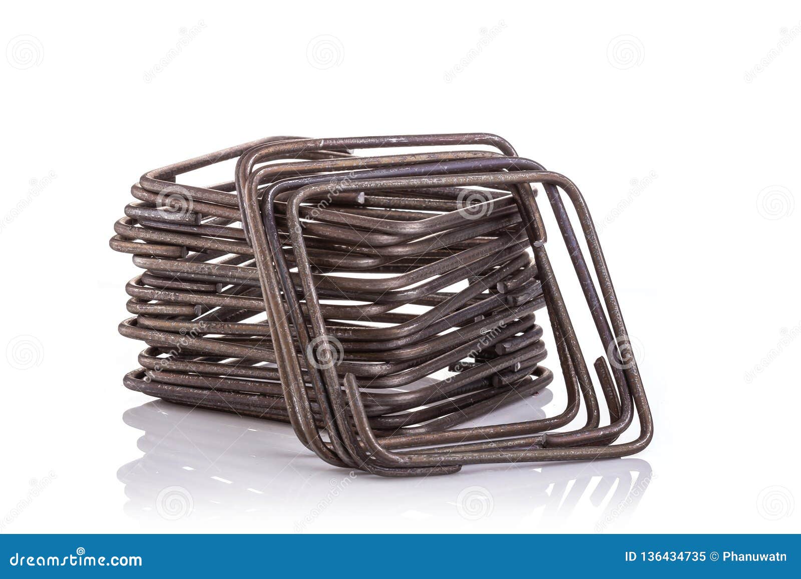 Steel Stirrup for Construction Beam Isolated on White Stock Image ...