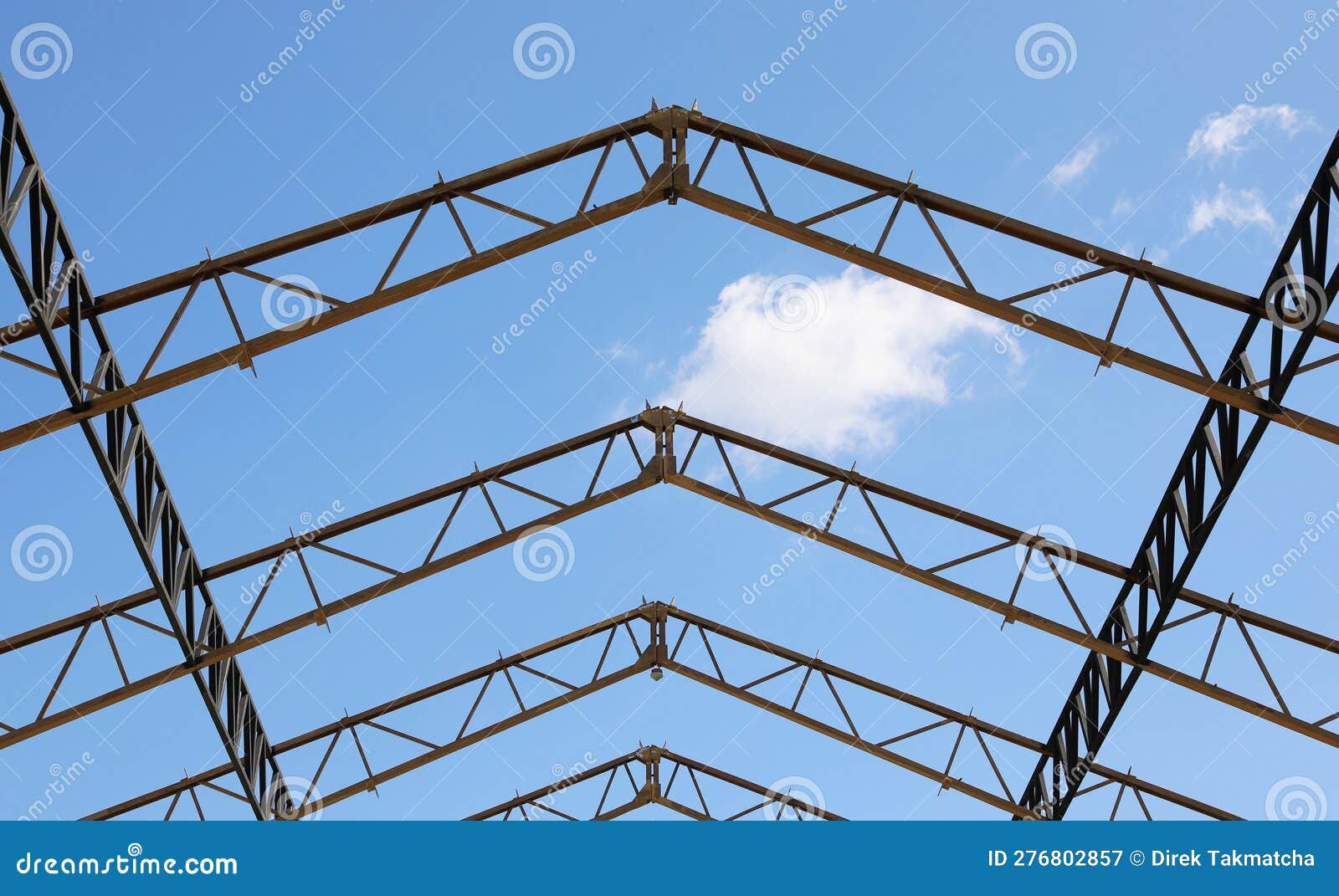 Steel Roof Structure with Blue Sky Background Stock Image - Image of ...