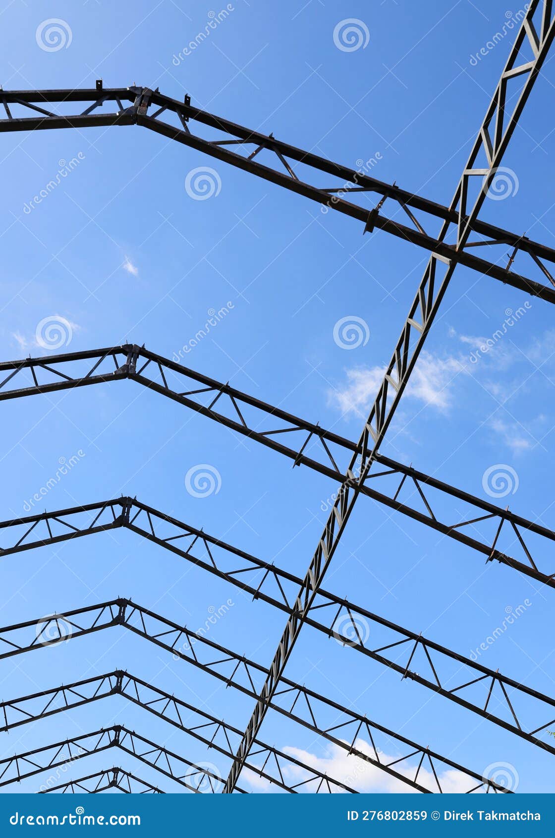 Steel Roof Structure with Blue Sky Background Stock Image - Image of ...