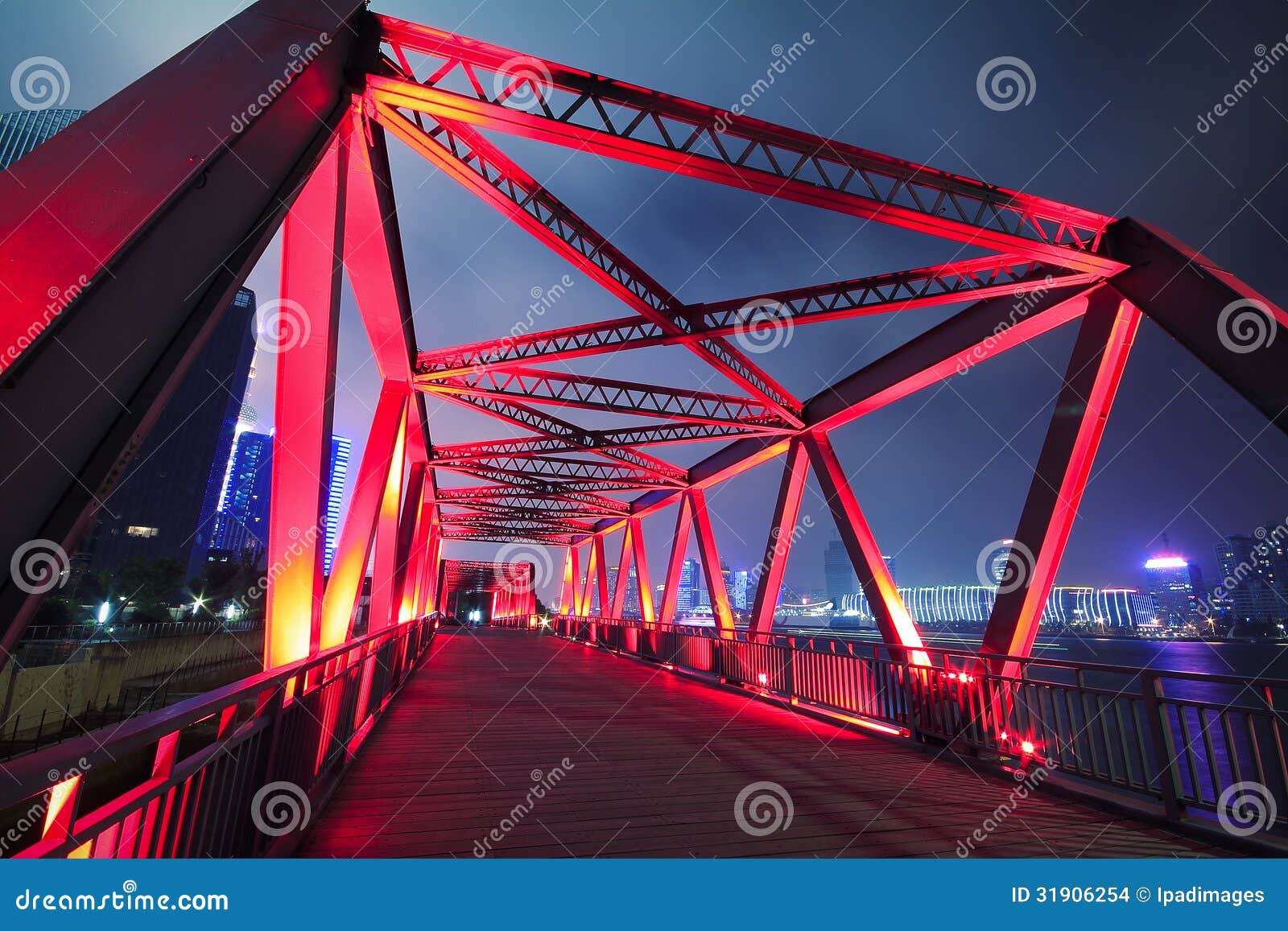 Steel Structure Bridge Close-up at Night Landscape Stock Photo - Image ...