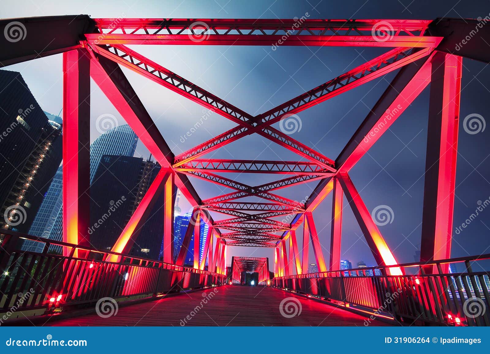 Steel Structure Bridge Close-up at Night Landscape Stock Photo - Image ...