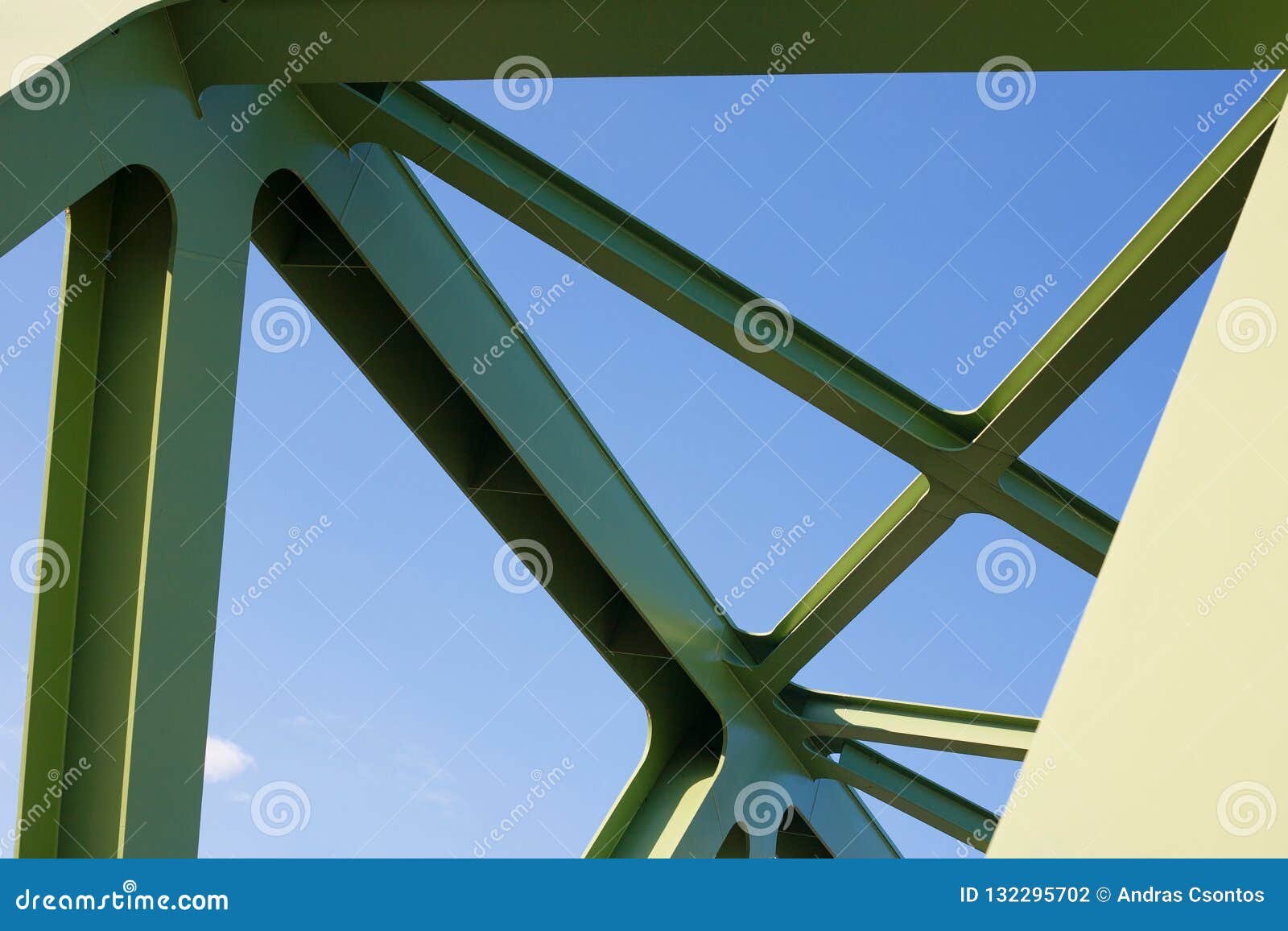 Steel Structure Close-up of a Green Painted Bridge Stock Photo - Image ...