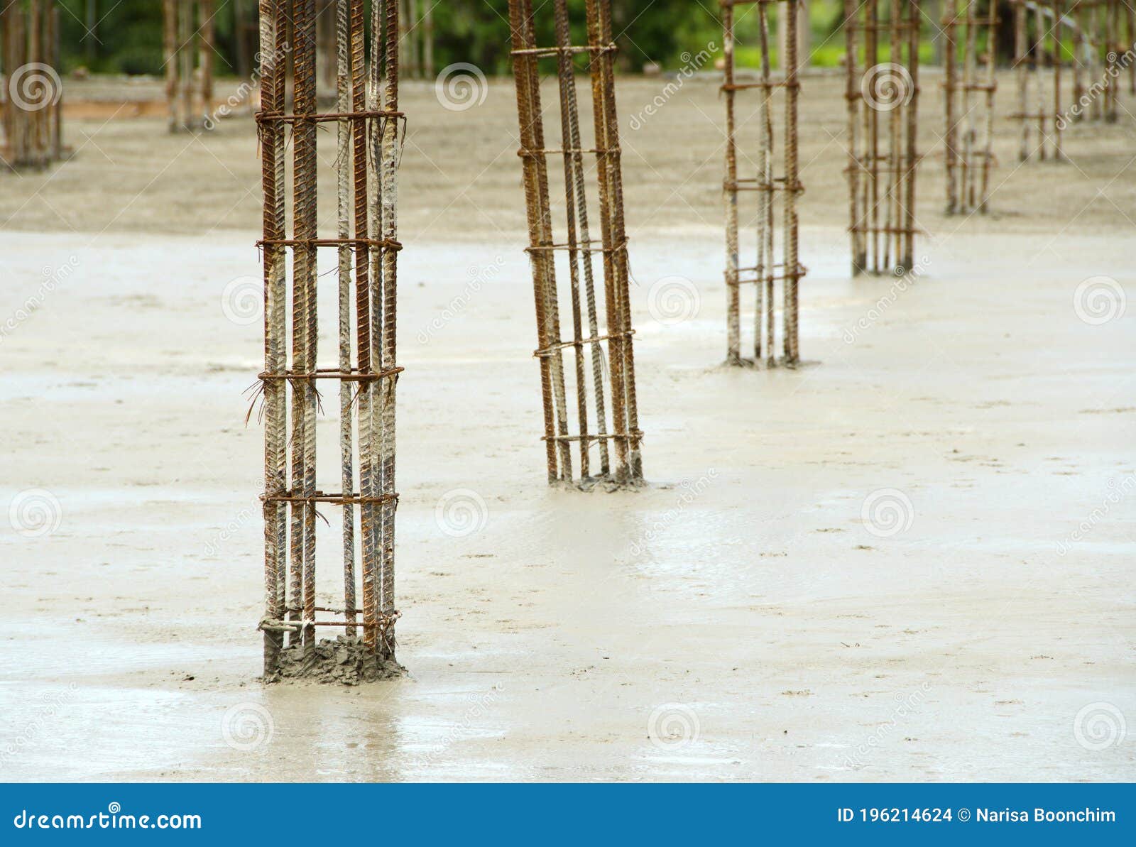 Steel Structure Columns on a Cement Floor. Stock Photo - Image of ...