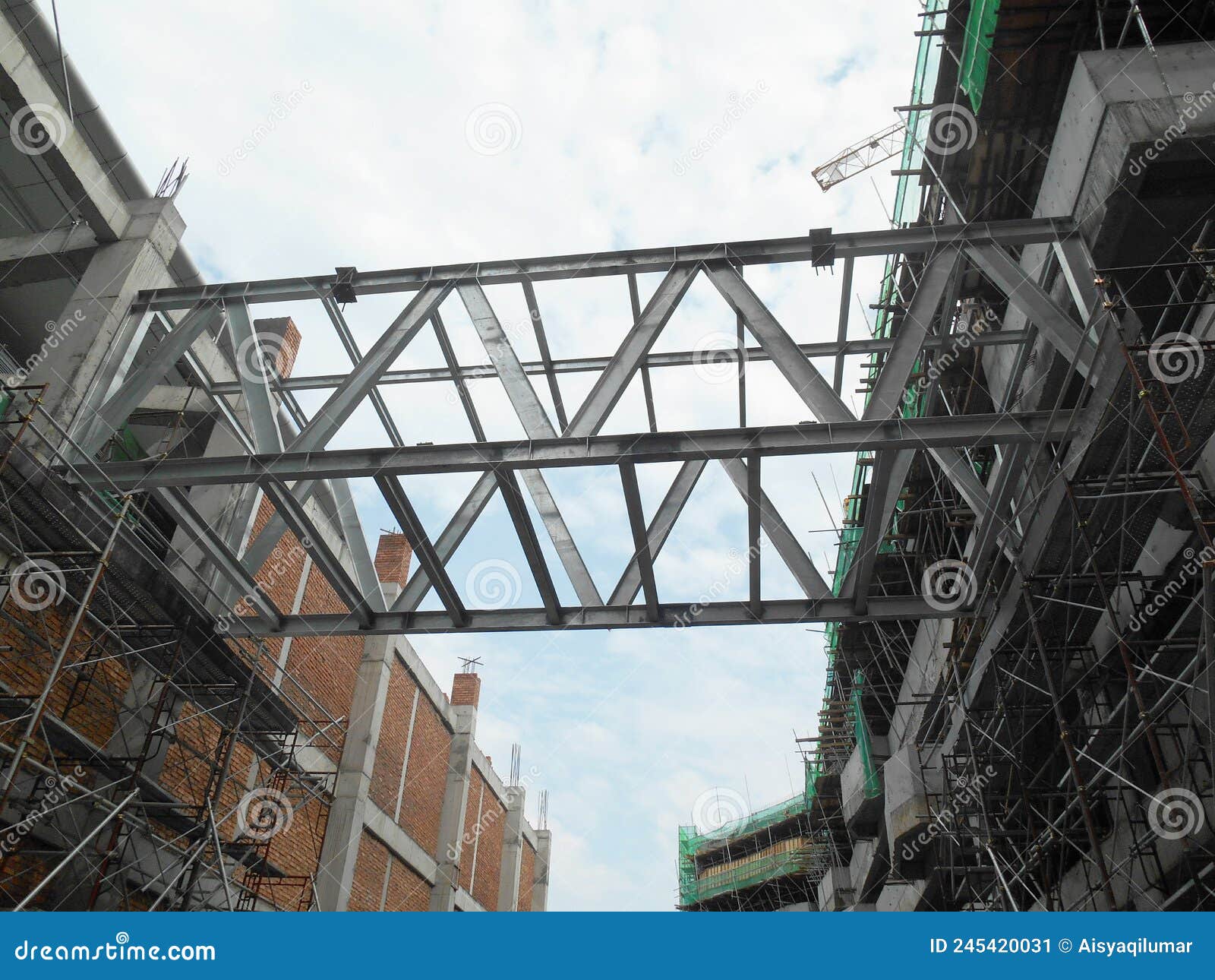 A Steel Structure Connecting Bridge is Under Construction. Editorial ...