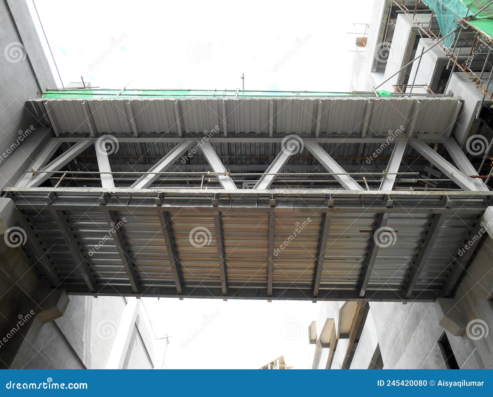 A Steel Structure Connecting Bridge is Under Construction. Editorial ...