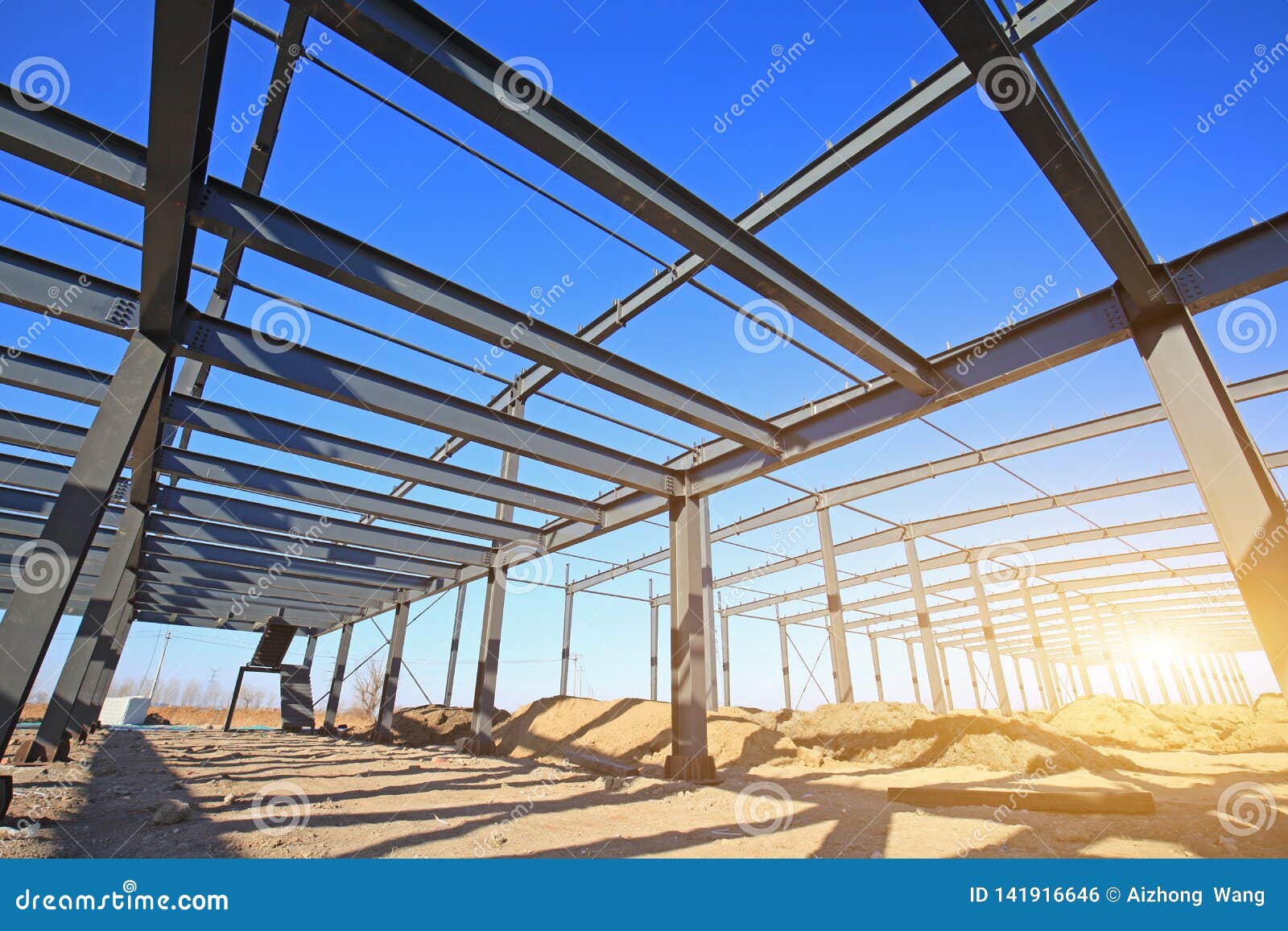 Steel structure stock photo. Image of site, metal, hall - 141916646
