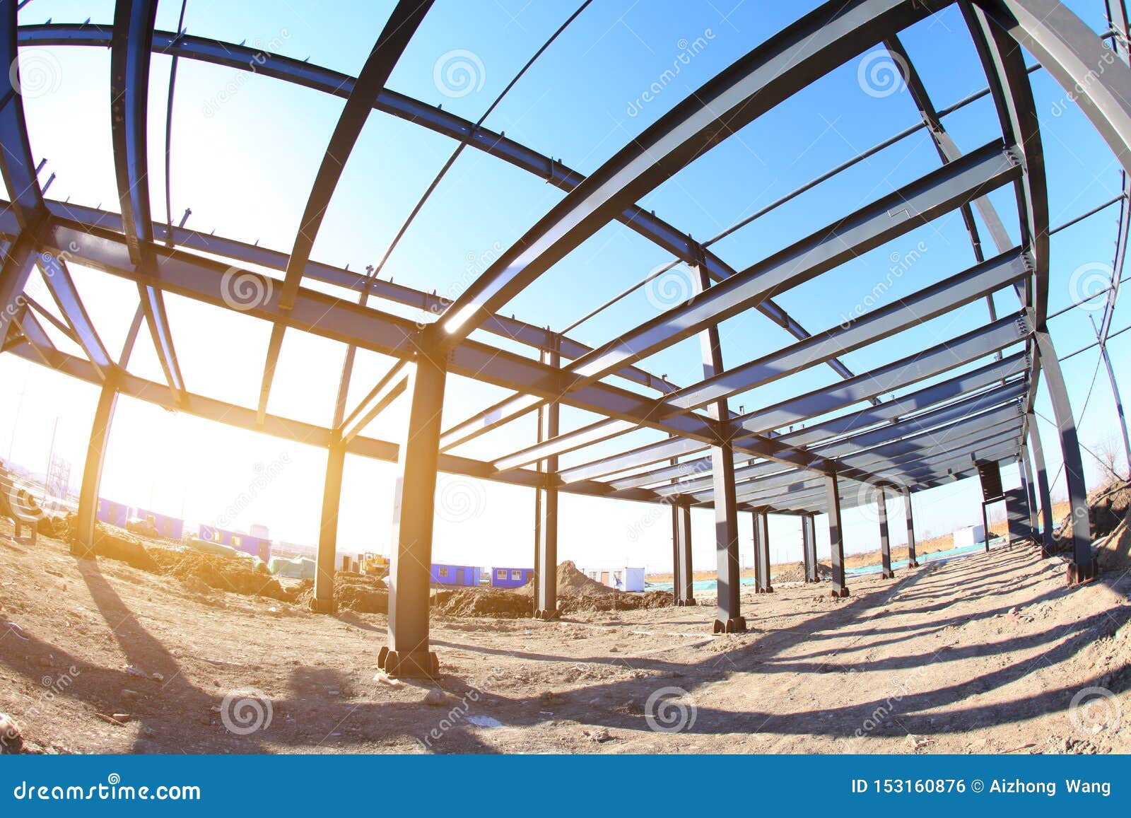 Steel structure stock photo. Image of project, beams - 153160876