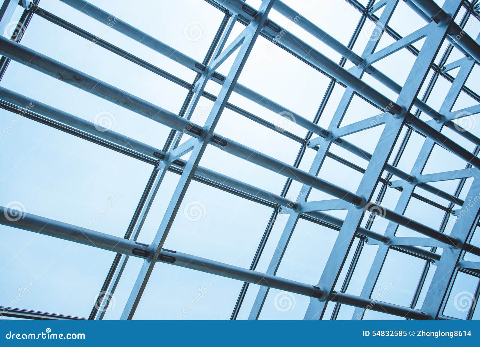 Steel Structure of the Glass Wall Stock Image - Image of design ...
