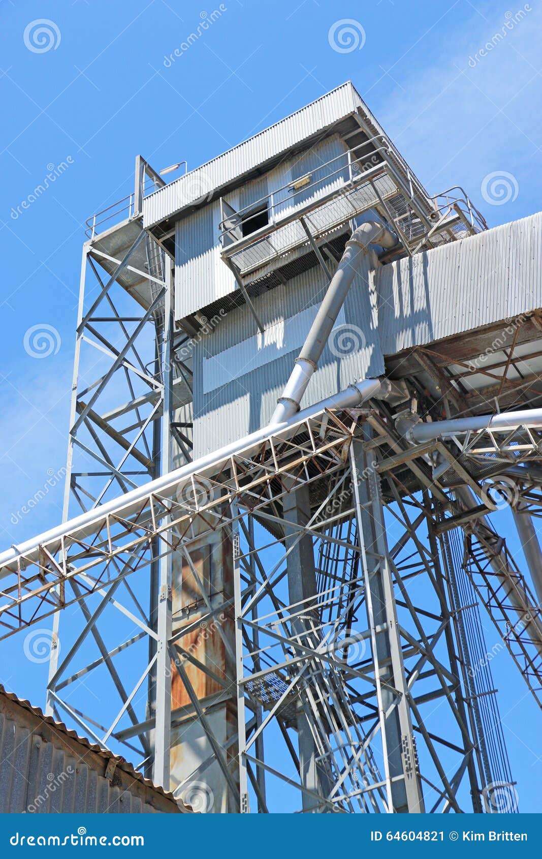 Steel Structure at a Grain Storage Facility Stock Image - Image of iron ...