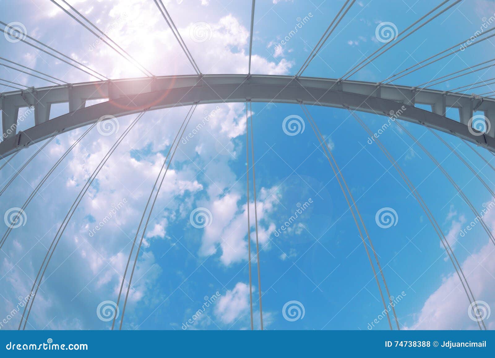 Steel Structure. Hanging Bridge Against a Cloudy Sky Stock Photo ...