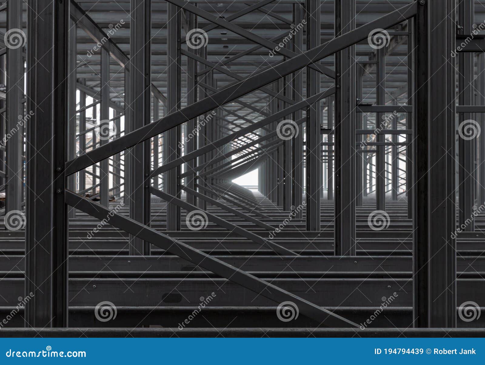 Steel Structure of a High Rack Warehouse Stock Image - Image of ...
