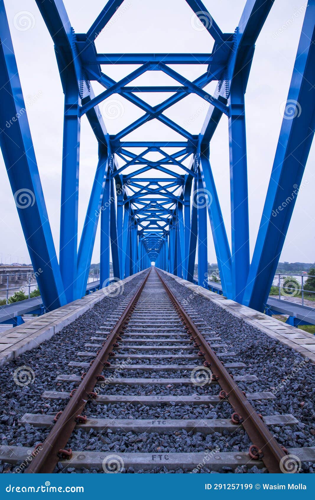 Steel Structure Rail Bridge Over the River in Bangladesh Stock Image ...