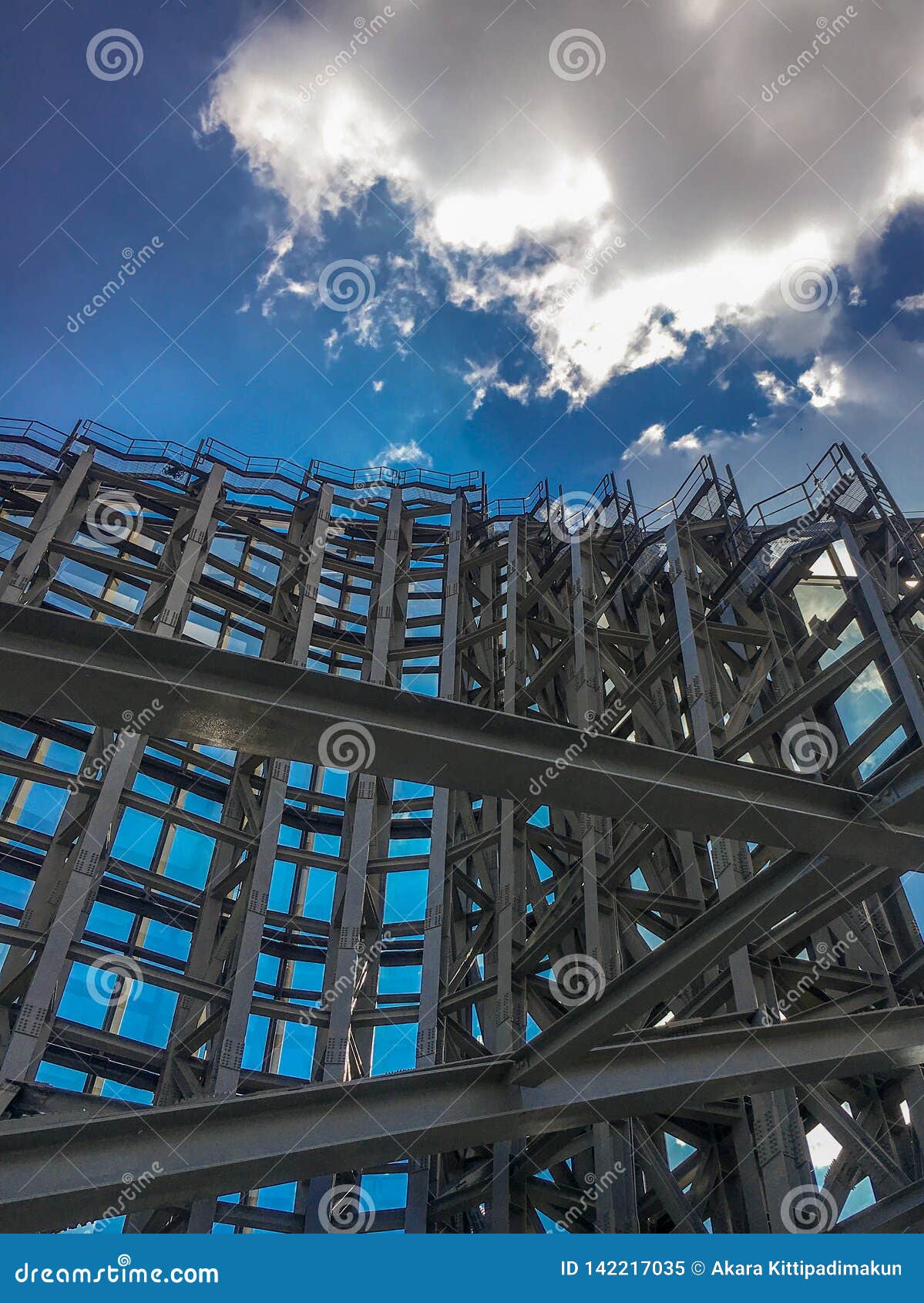 Steel Structure with Blue Sky Stock Image - Image of design, building ...