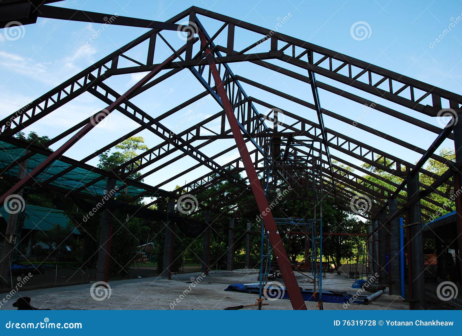 Steel structure of temple stock photo. Image of landmark - 76319728