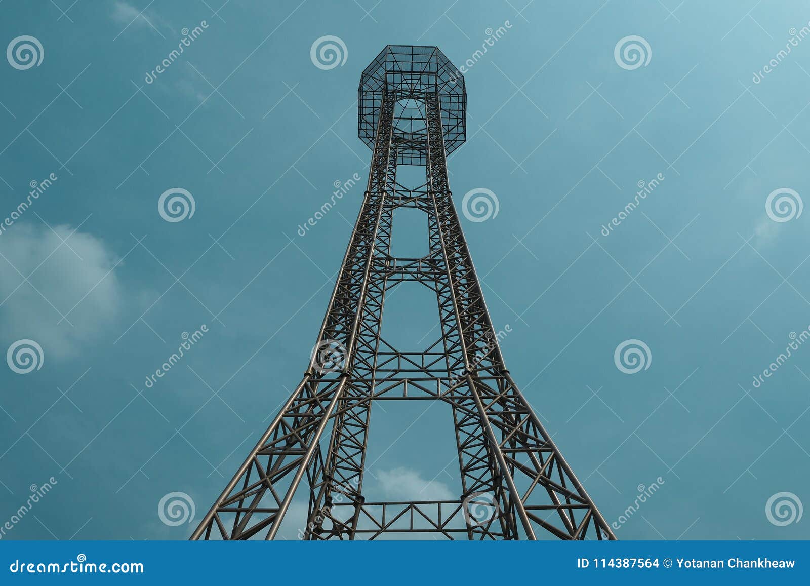 Steel Structure of Tower on Blue Sky Background so Tall and High Stock ...