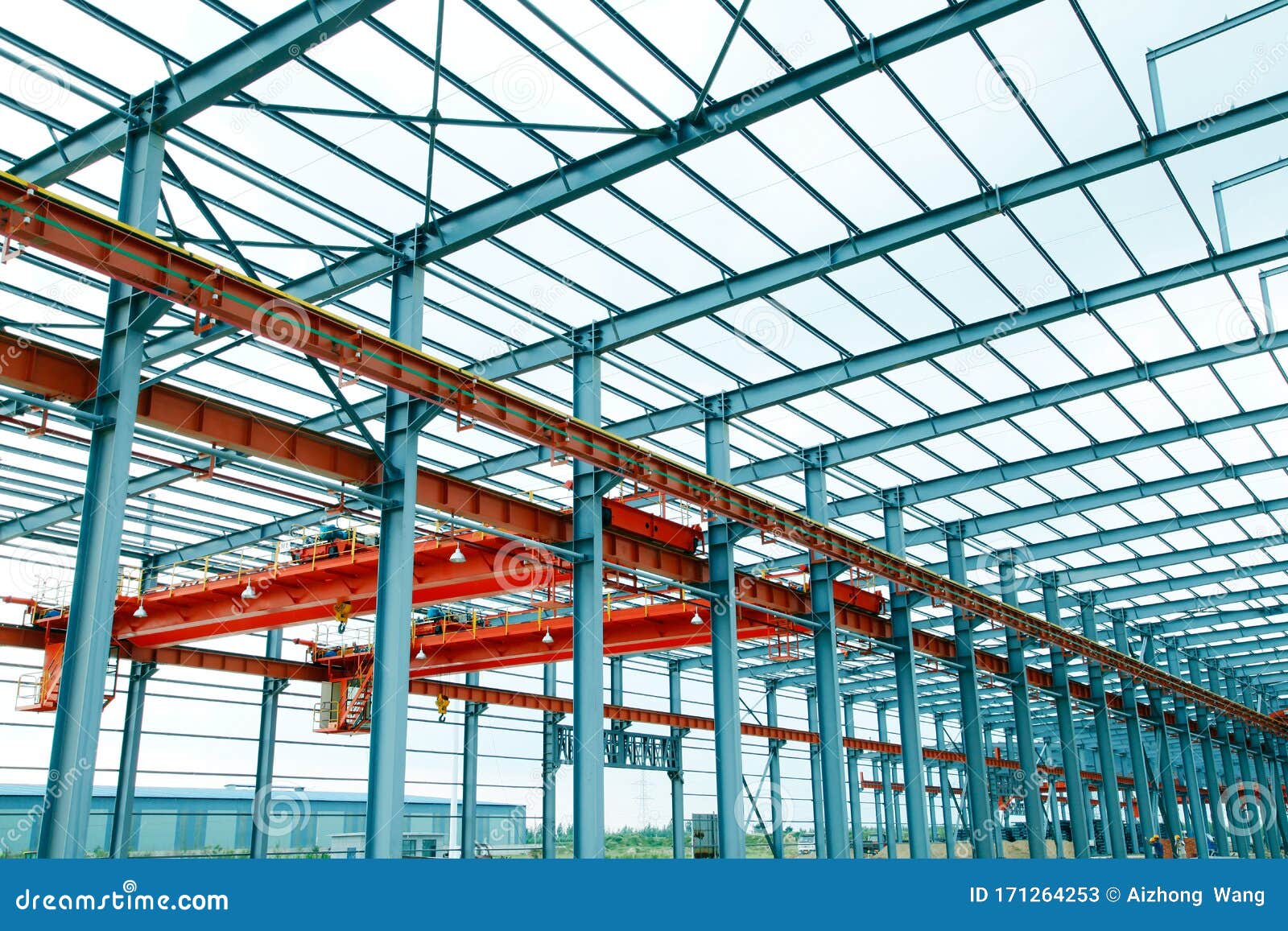 Steel Structure is Under Construction Stock Image - Image of background ...