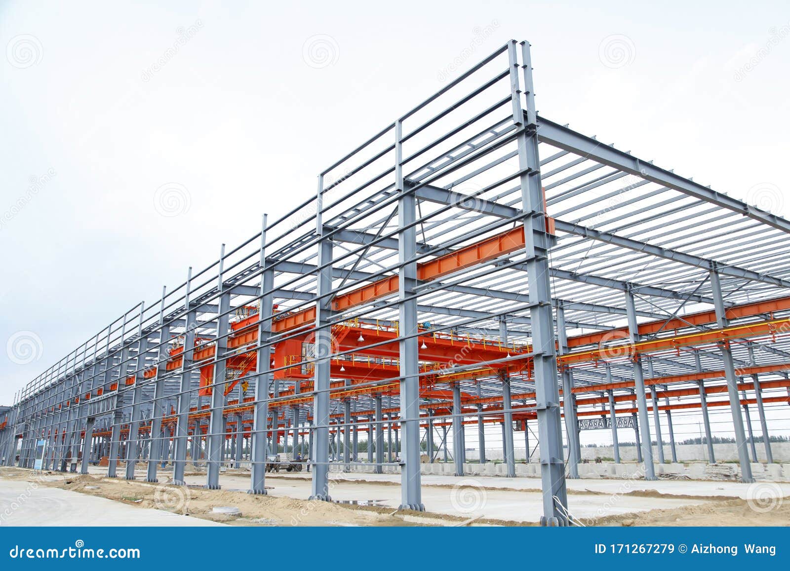 Steel Structure is Under Construction Stock Image - Image of girder ...