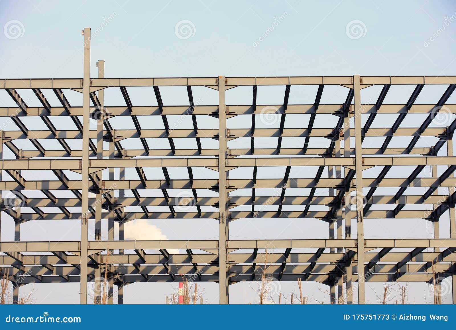 Steel Structure is Under Construction Stock Image - Image of frame ...