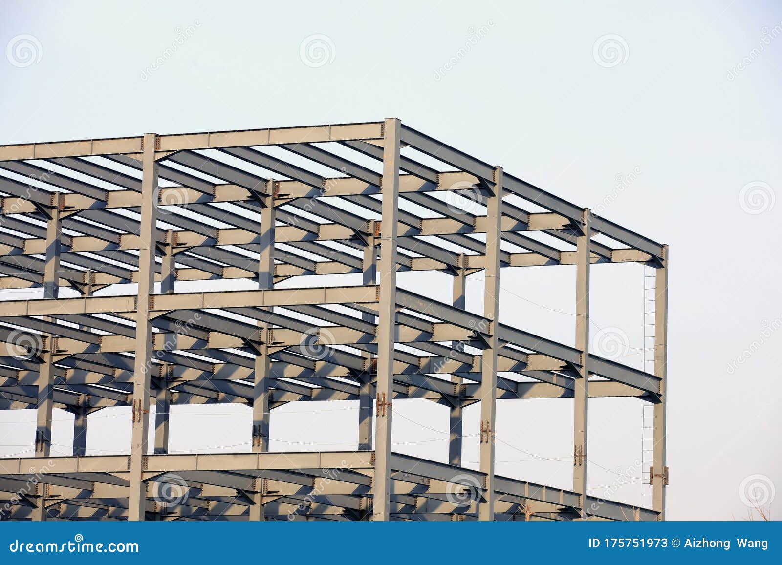 Steel Structure is Under Construction Stock Image - Image of wireframe ...