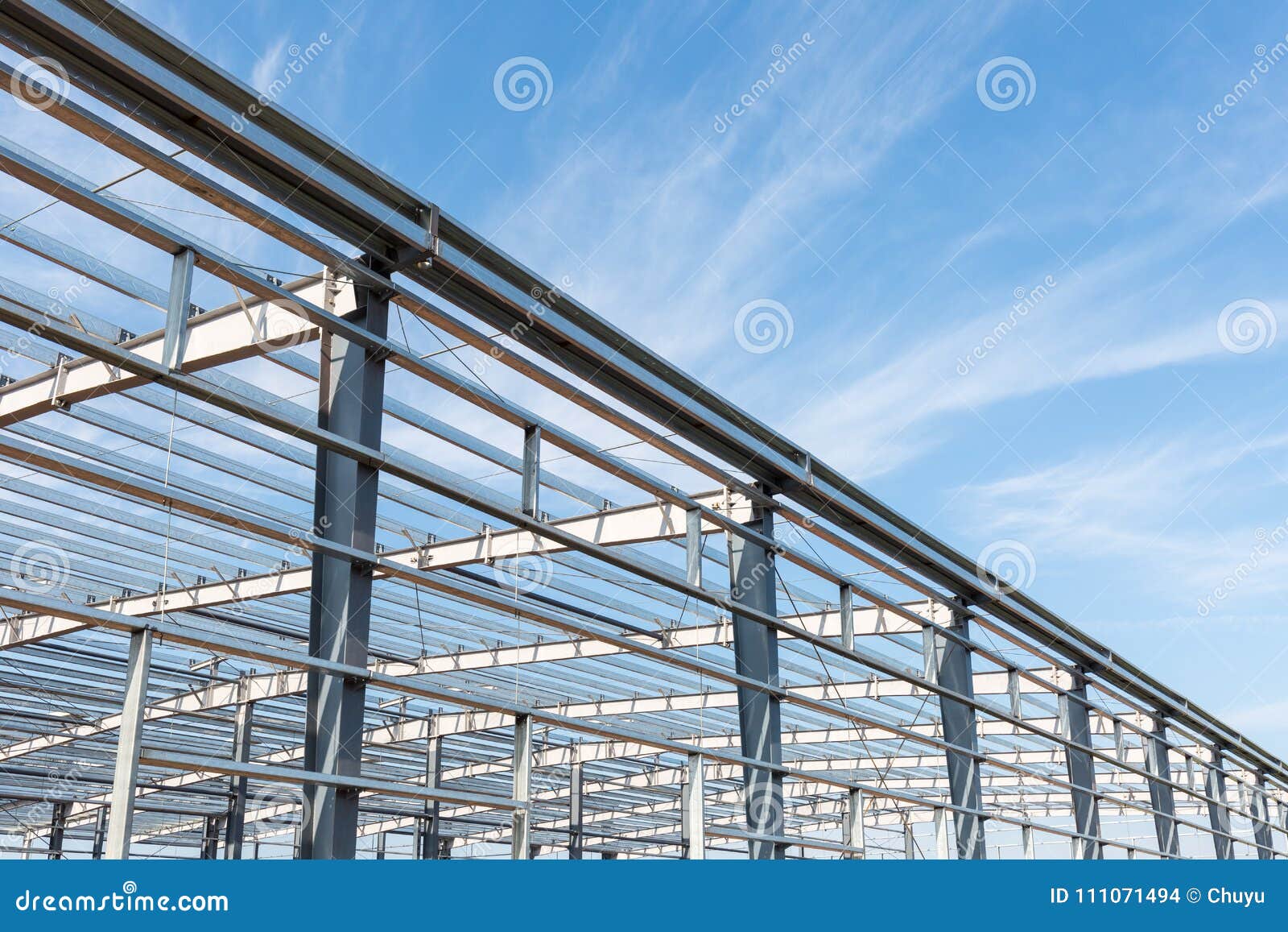 Steel Structure Workshop Background Stock Photo - Image of beam, light ...
