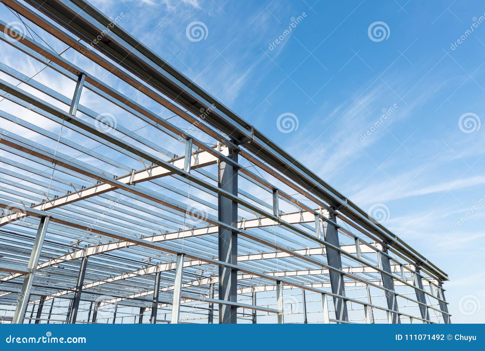Steel structure workshop stock photo. Image of industrial - 111071492