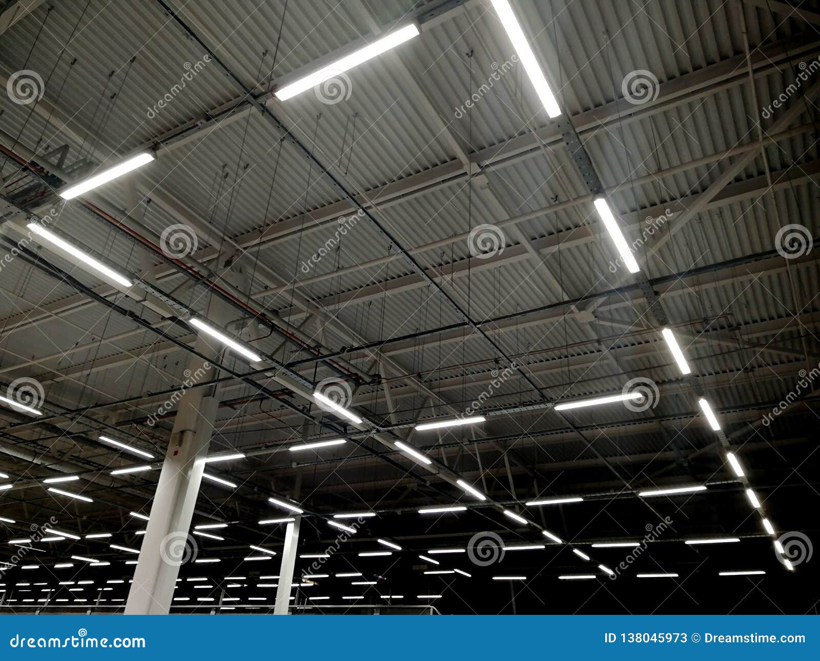 Steel Structures and Lamps on the Ceiling Stock Image - Image of ...