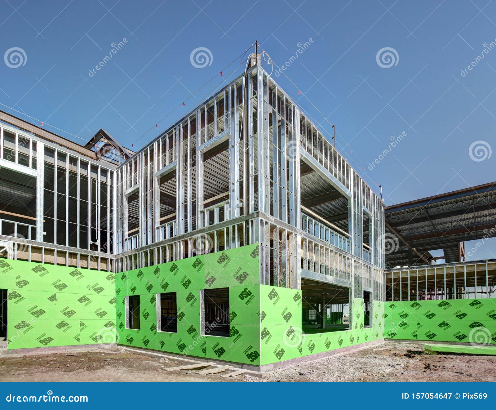 Steel Framing Construction in a Modern Office Building. Editorial ...