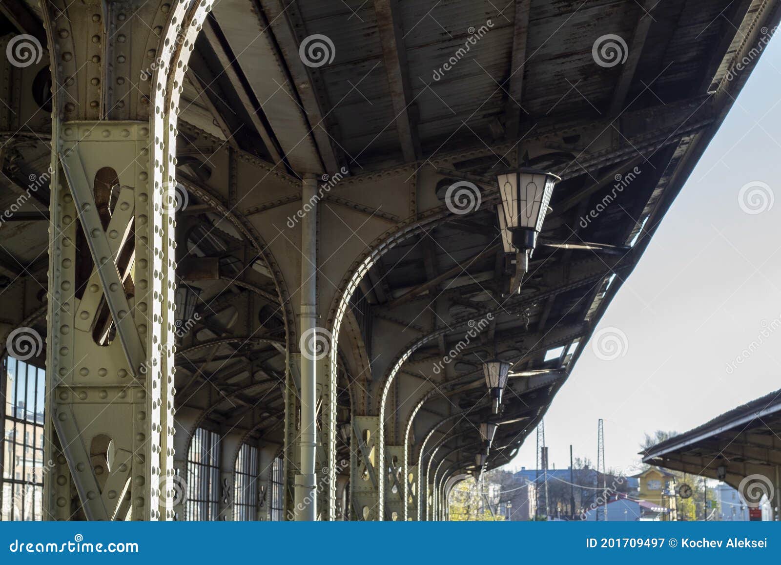 Steel Supports on Rivets Supporting the Roof at the Train Station Stock ...