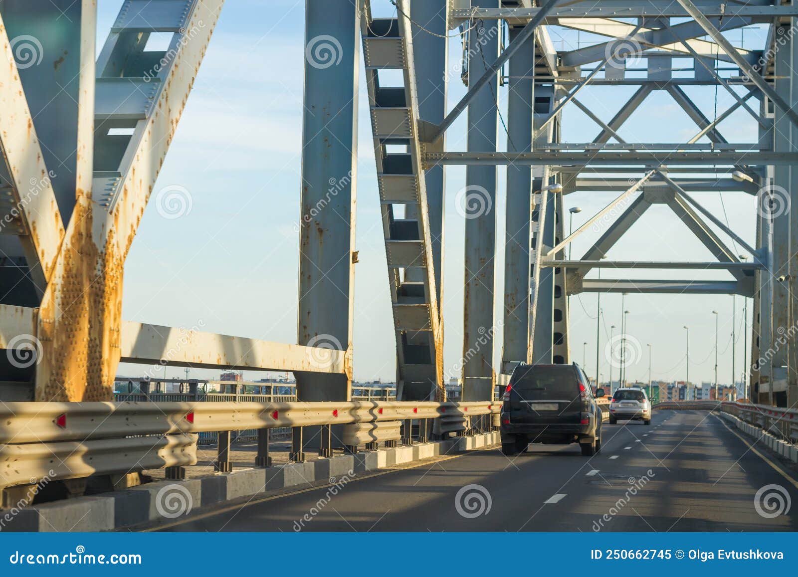 Steel Supports of a Road Bridge Across the River Stock Image - Image of ...