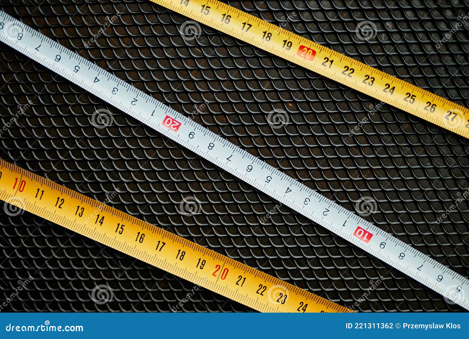 Steel Tape Measure. Measuring Tool on Metal Surface Stock Photo - Image ...