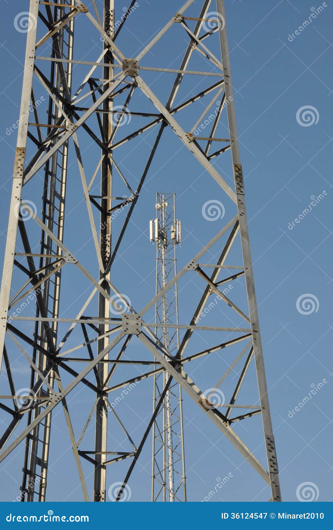 Steel Telecommunication Tower with Antennas Stock Image - Image of ...