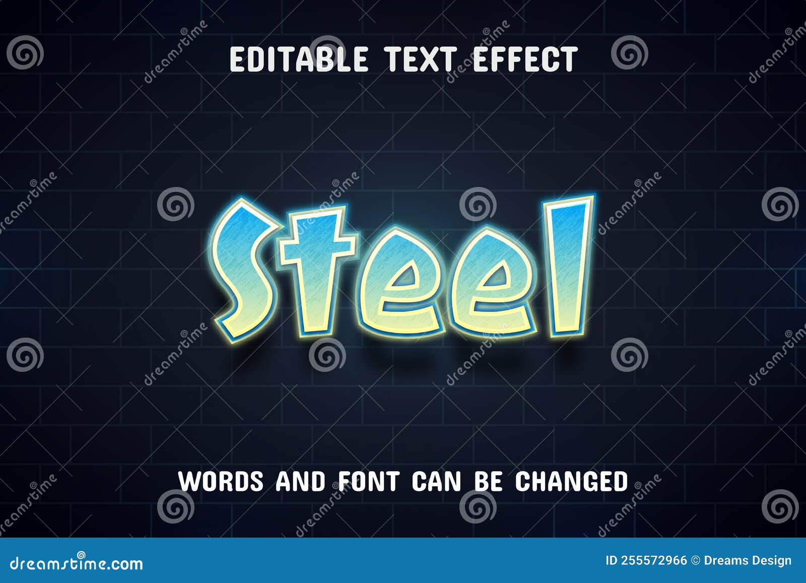 Steel Text Effect, Editable Silver And Gold Text Style On Red Grunge ...