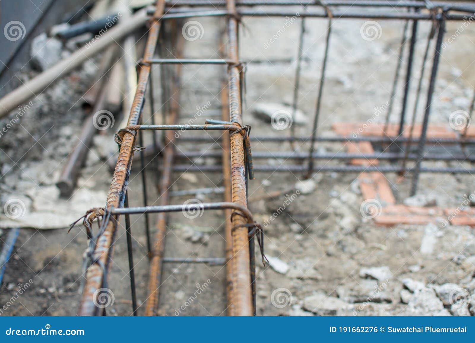 Steel Tie of Ground Beam Waiting for Concrete Work Stock Photo - Image ...