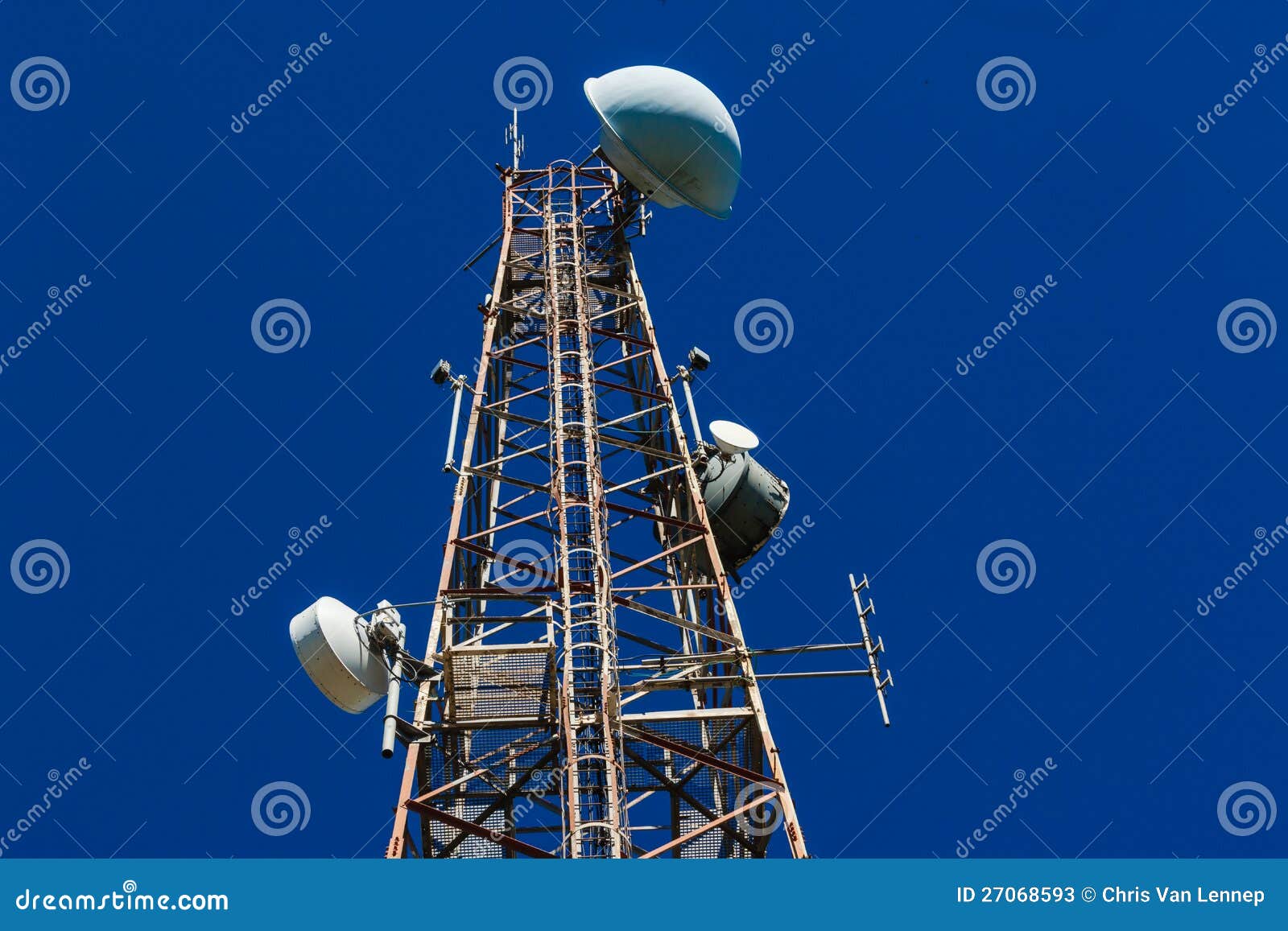 Steel Tower TV Radio Blue stock image. Image of receivers - 27068593