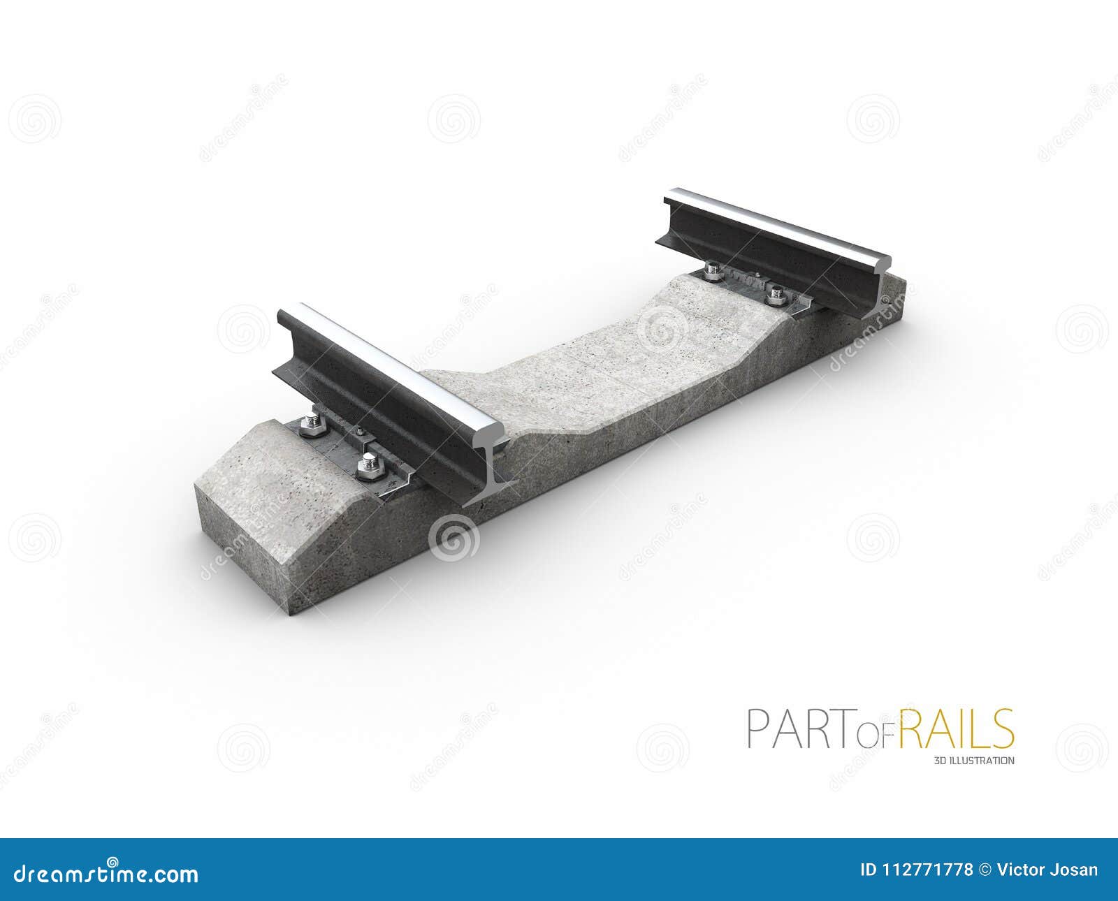 Steel Train Rail Track Profile Symbol 3d Illustration Stock ...