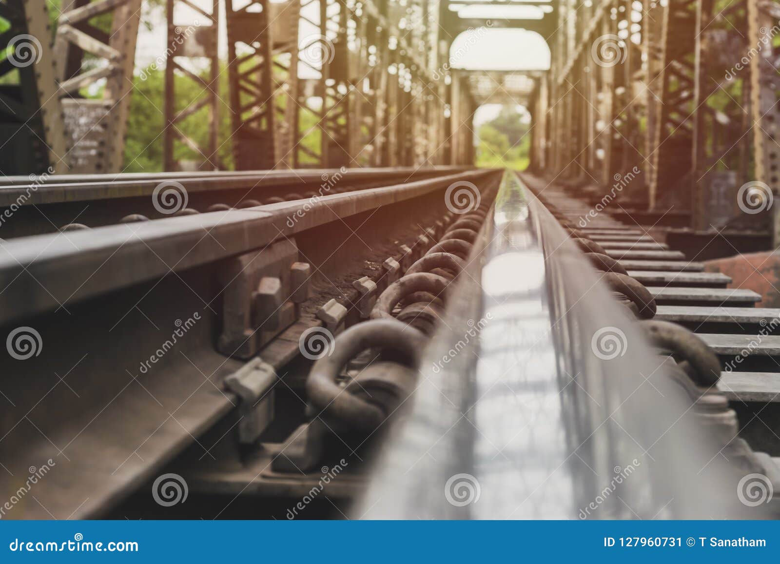 Steel Train Tracks. stock image. Image of horizon, cargo - 127960731