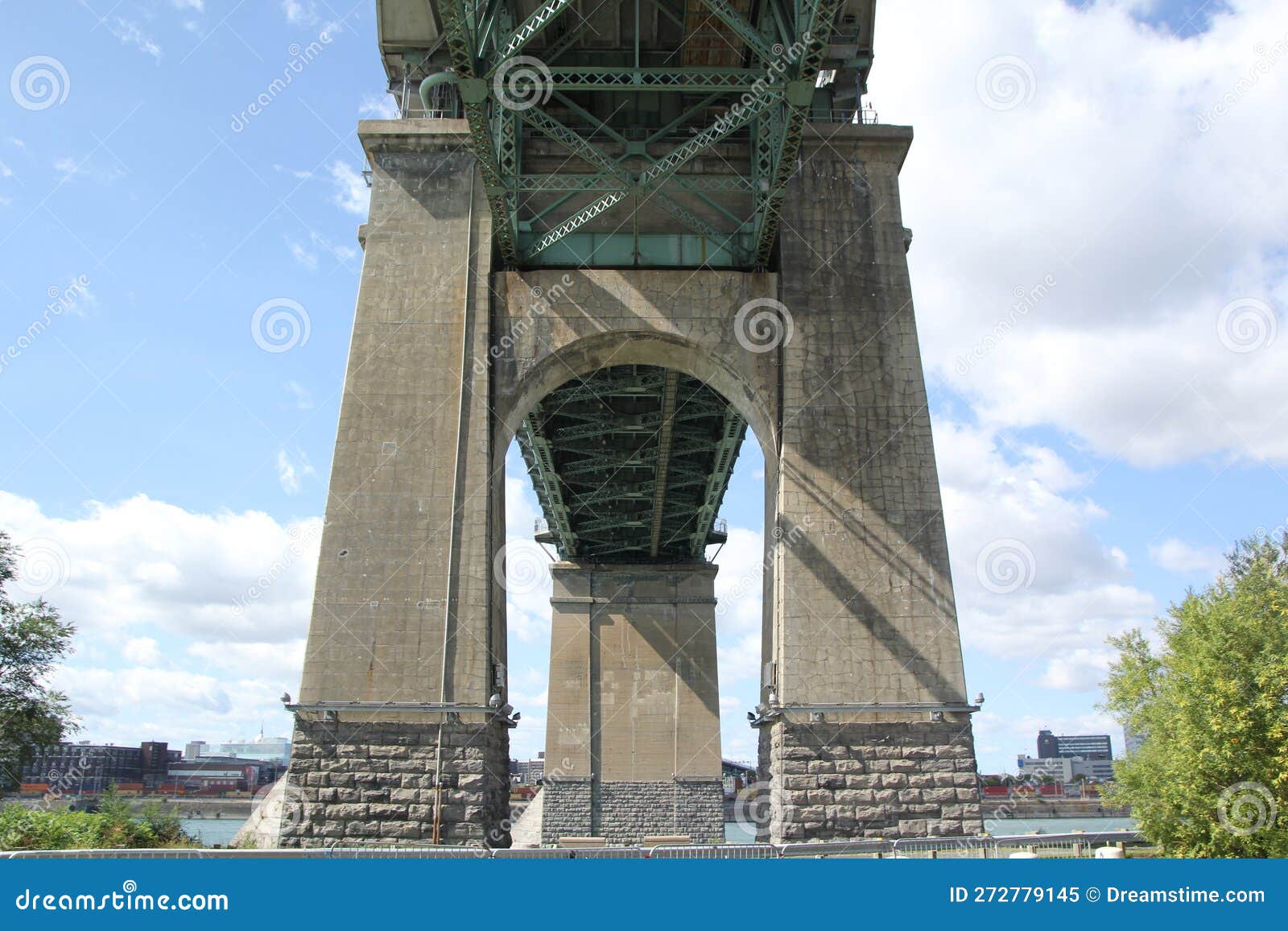 Steel Truss Cantilever Bridge Viewed from Under Stock Image - Image of ...