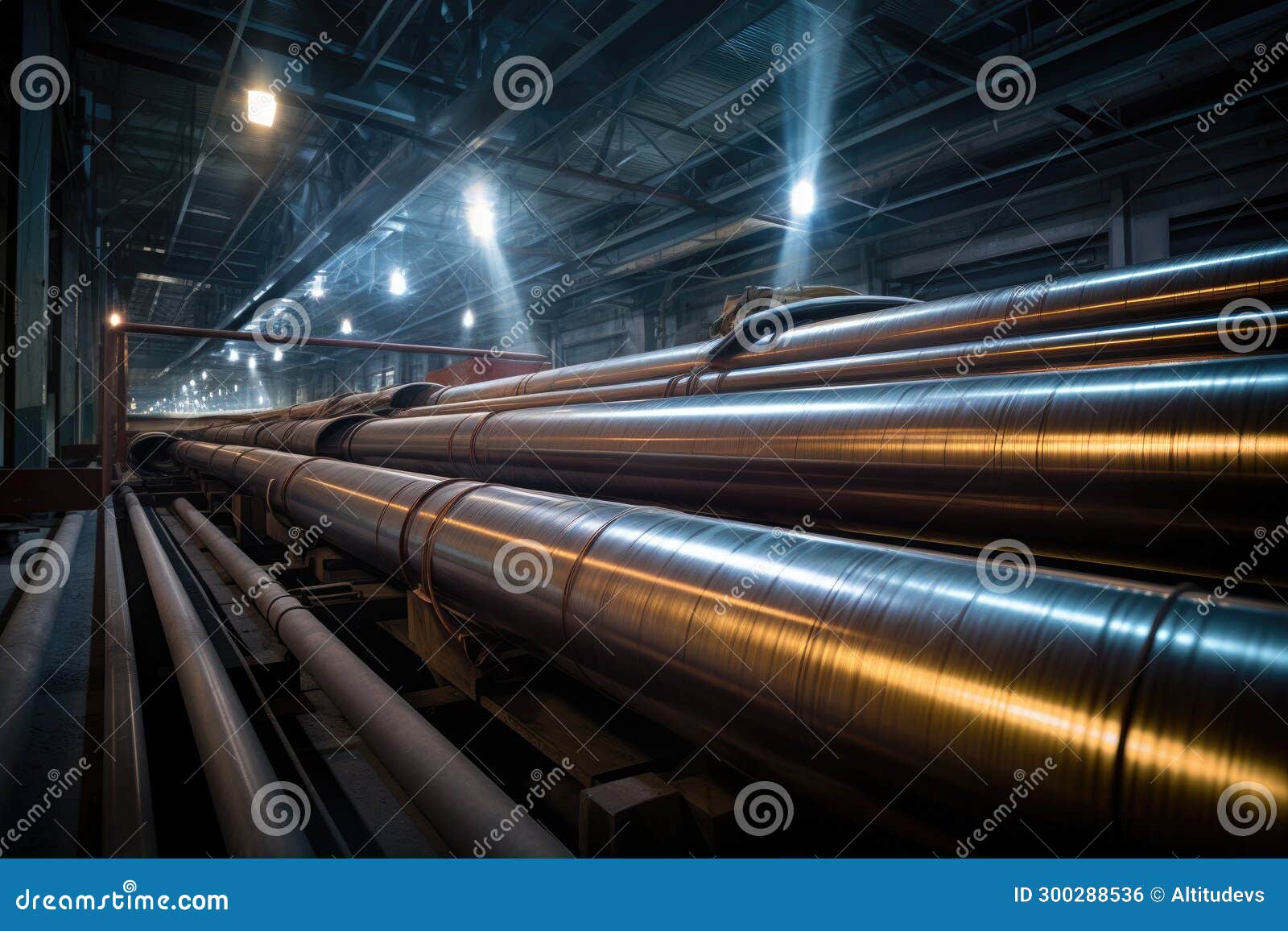Steel Tubes Lined Up in a Production Facility Stock Photo - Image of ...