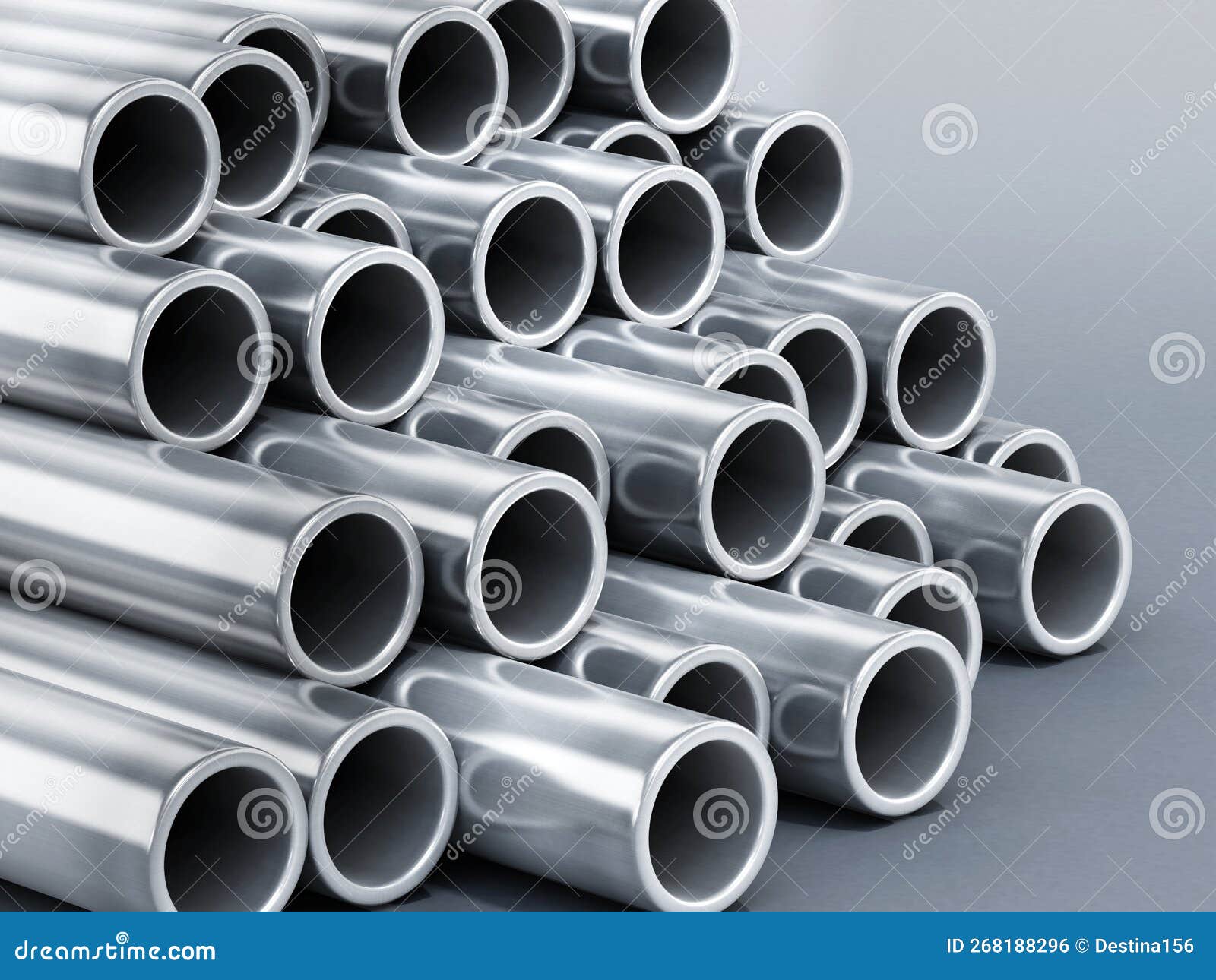 Steel Tubes Stack. 3D Illustration Stock Illustration - Illustration of ...