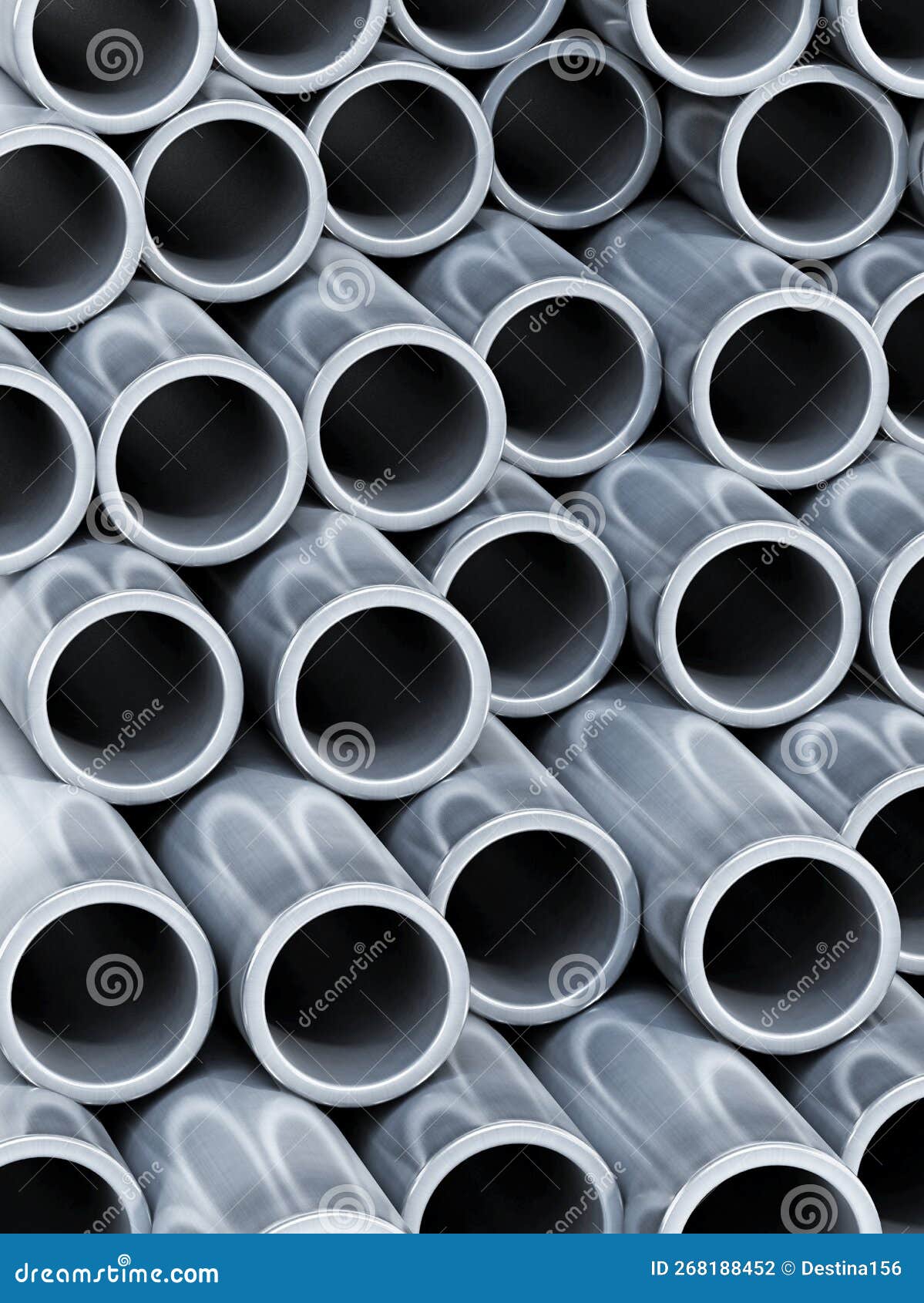 Steel Tubes Stack. 3D Illustration Stock Illustration - Illustration of ...