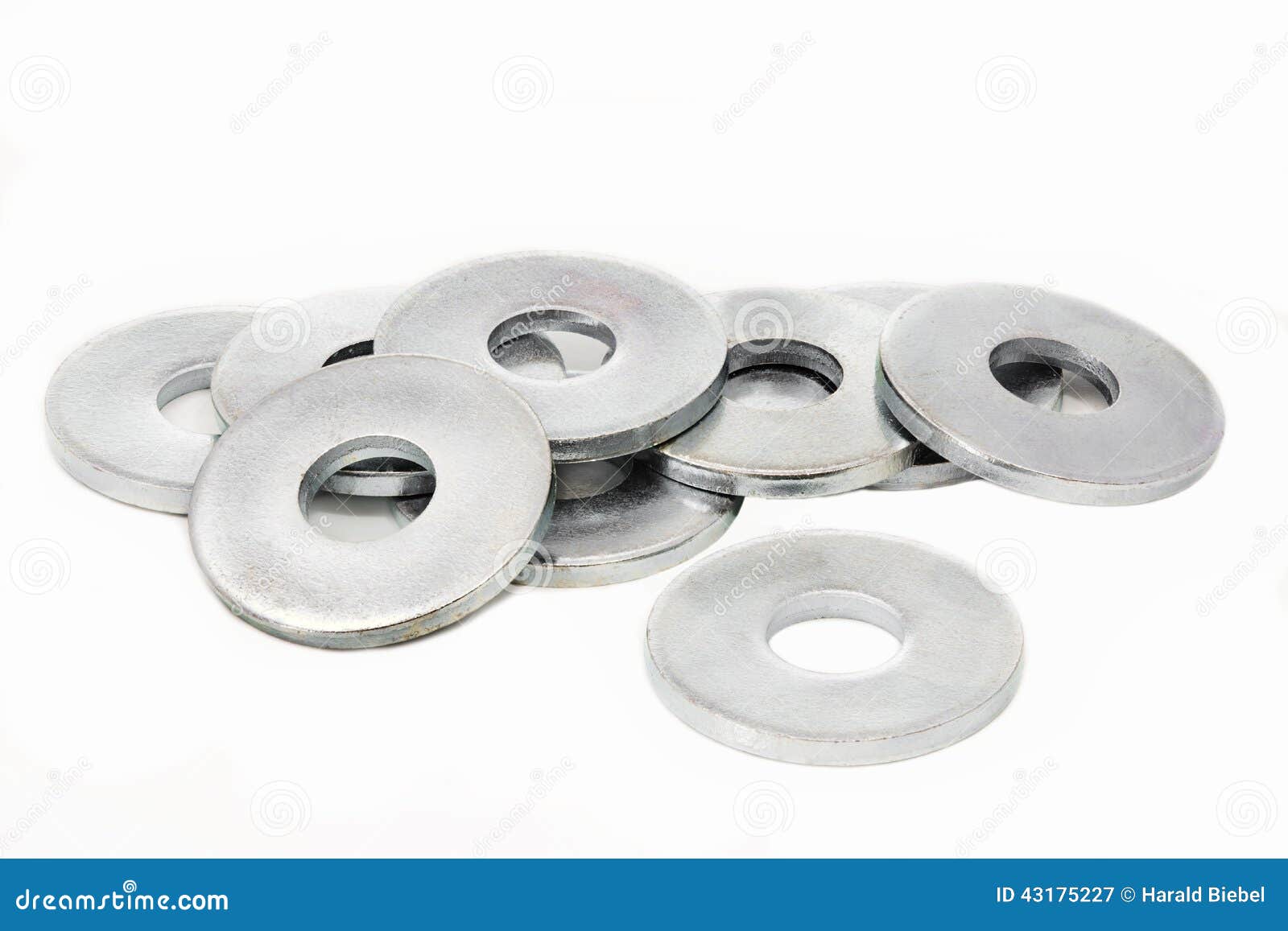 Steel Washers on White Background Stock Image - Image of object, metal ...