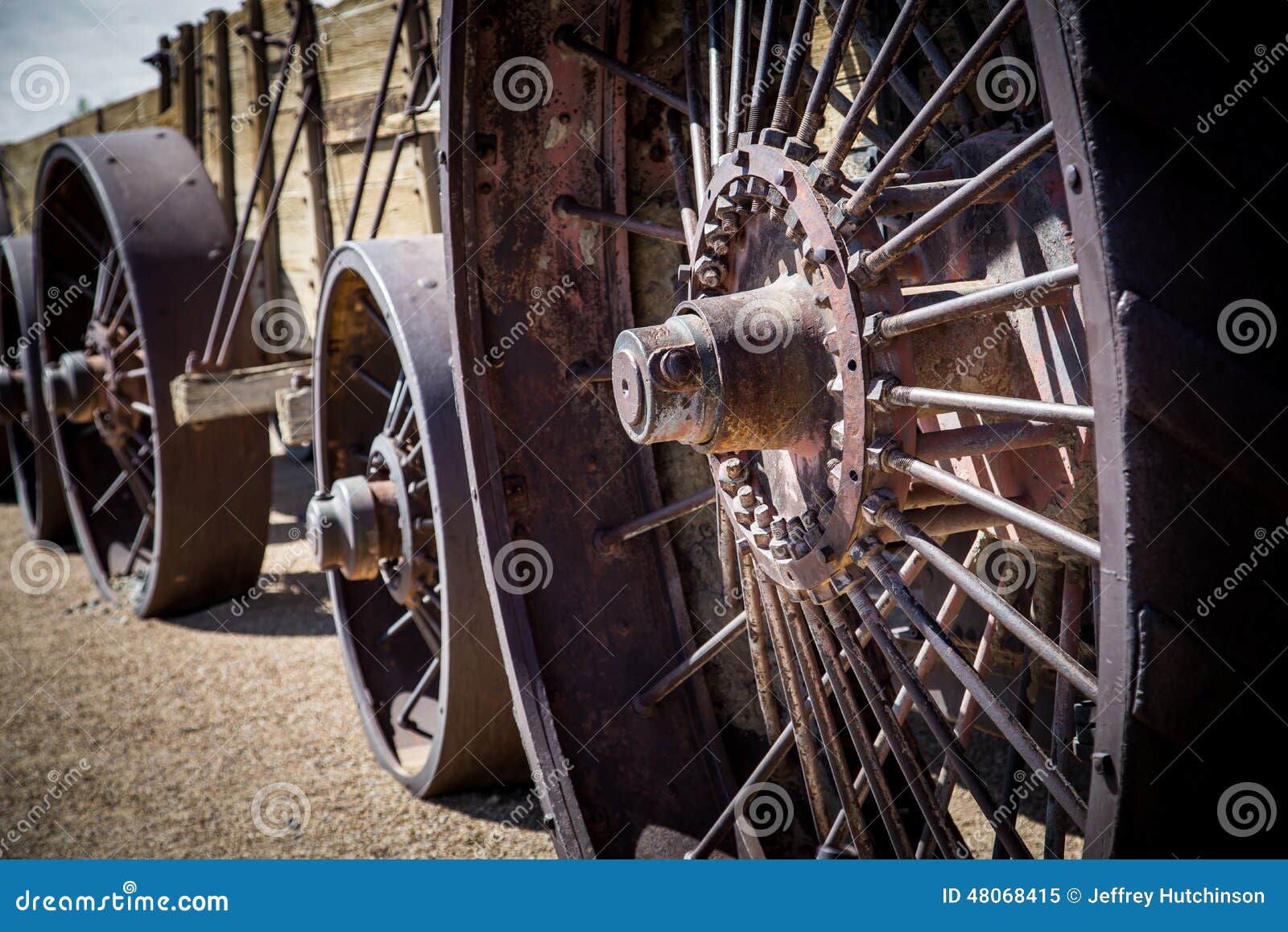Steel Wheels of Antique Steam Engine Stock Image - Image of rusted ...
