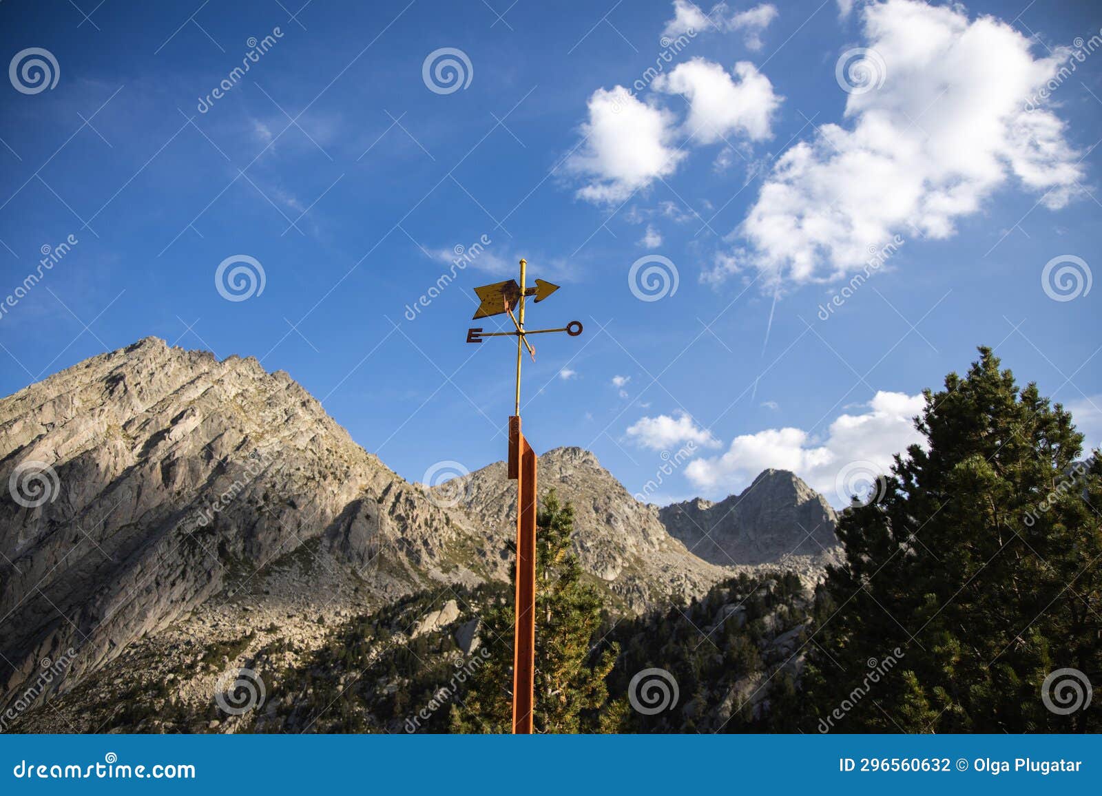 Steel Wind Direction Indicator with Arrow in the Mountains, Pyrenees ...