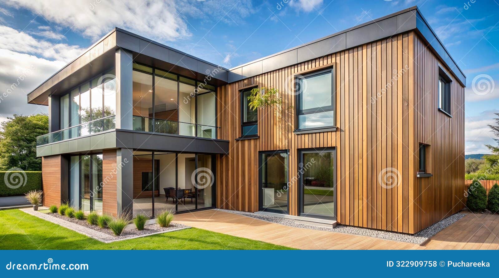 Steel Window Surround in a Modern House with Timber Cladding 8k ...