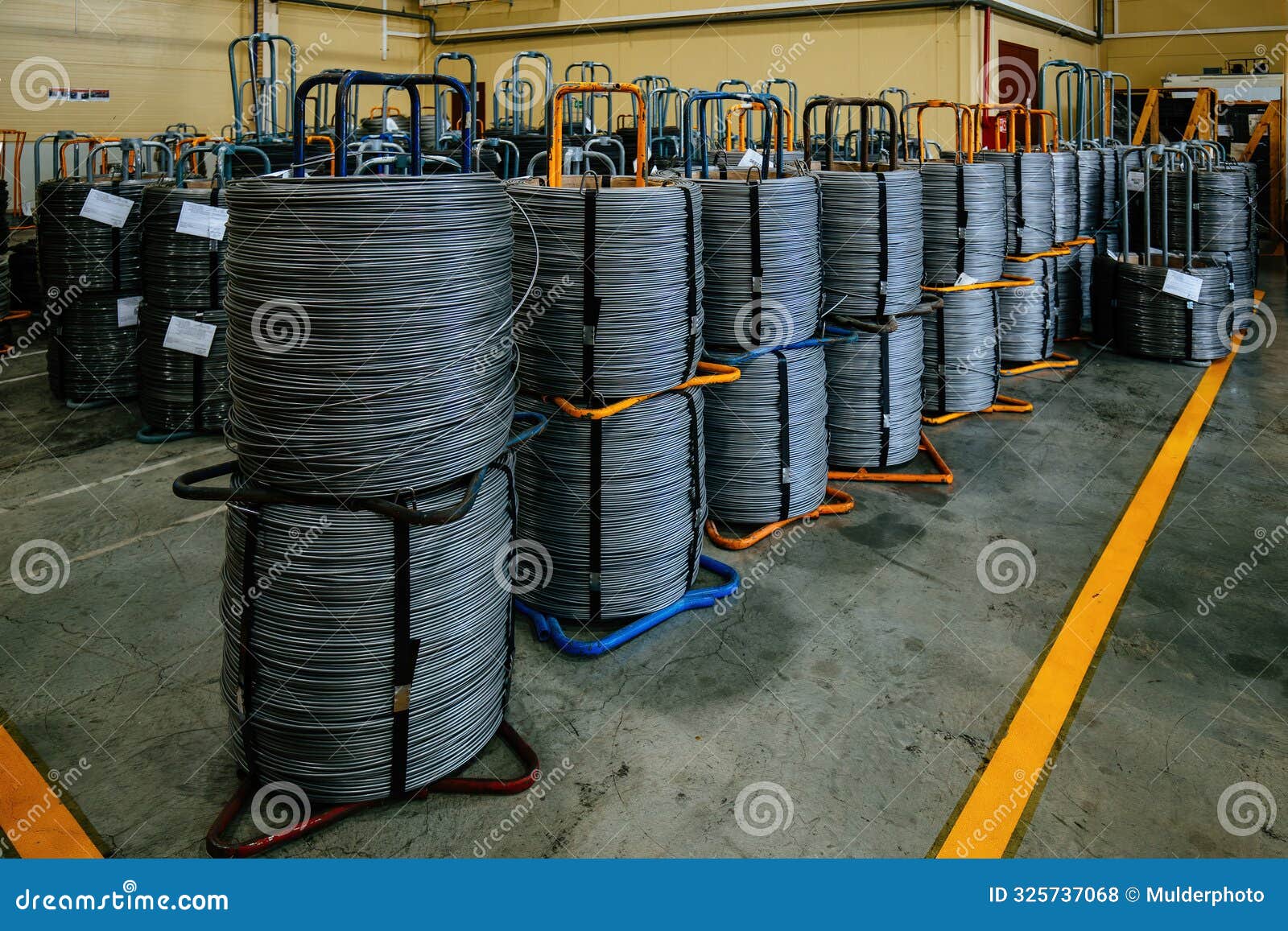 Steel Wire Coil in Metalworking Factory Stock Photo - Image of circle ...