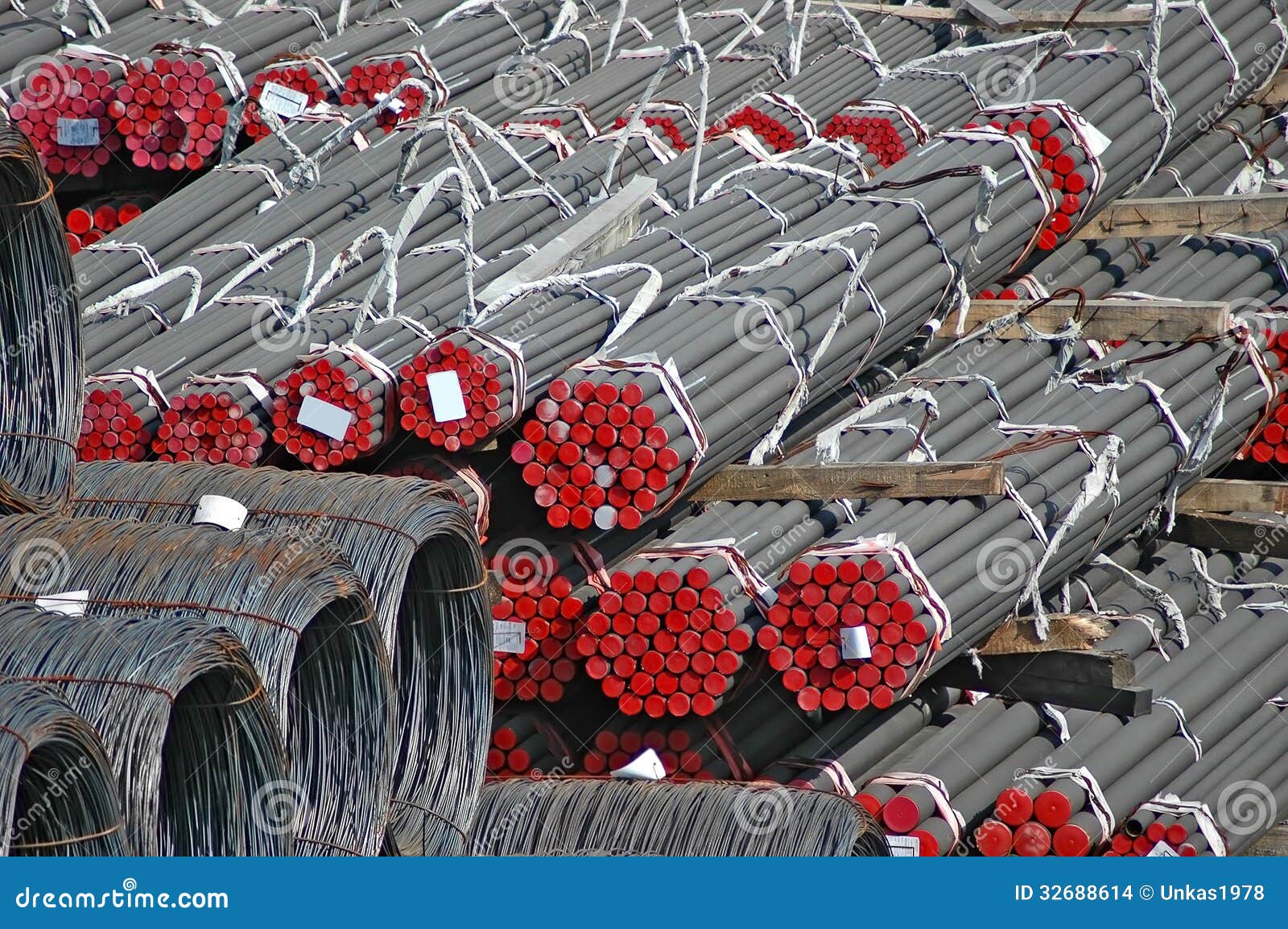 Steel wire roll and pipe stock photo. Image of coil, metal - 32688614